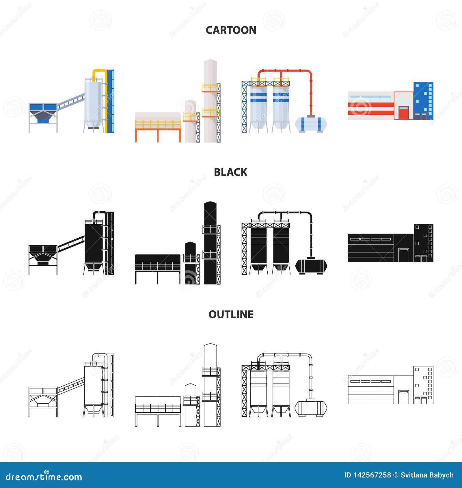 Vector Design of Production and Structure Symbol. Set of Production and ...