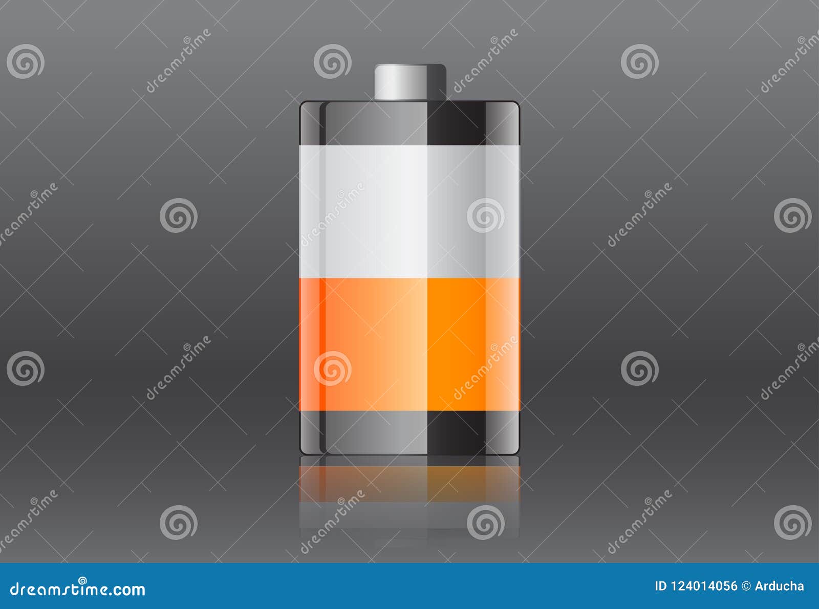 Half battery 3d stock vector. Illustration of sign, indicator - 124014056