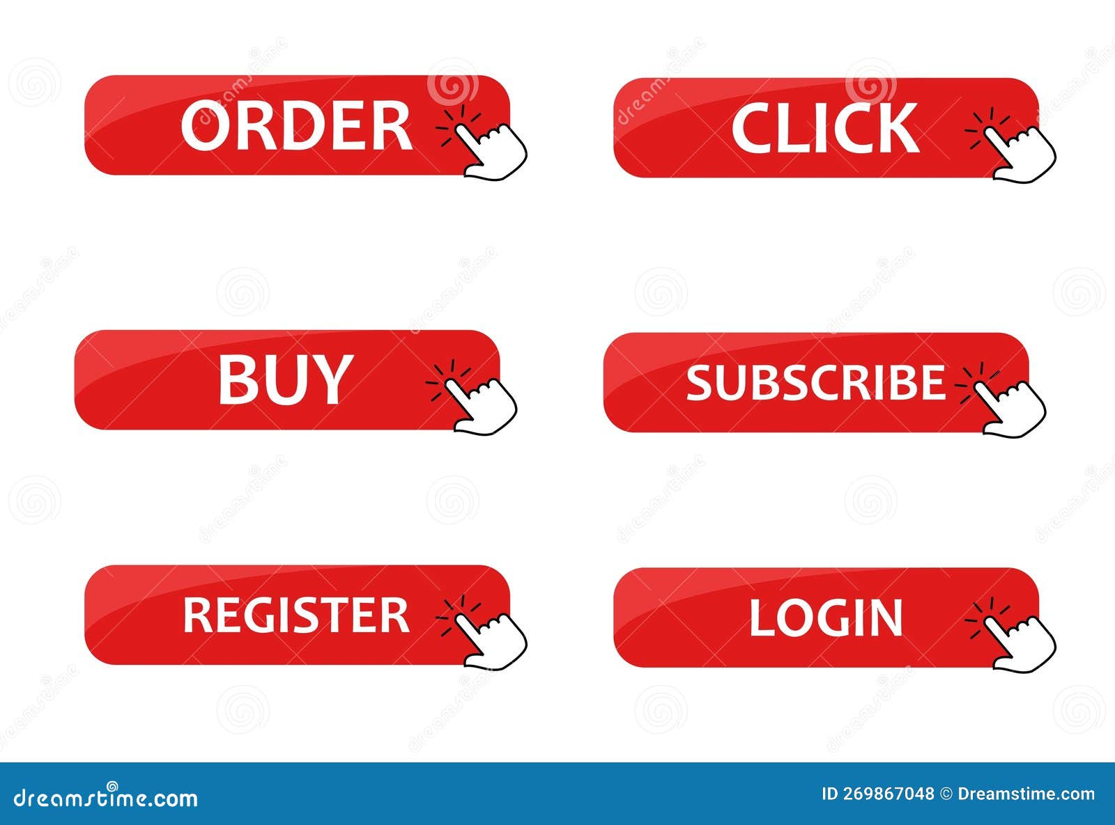 Vector Design of Red Buttons with Click Finger Icon Stock Vector ...