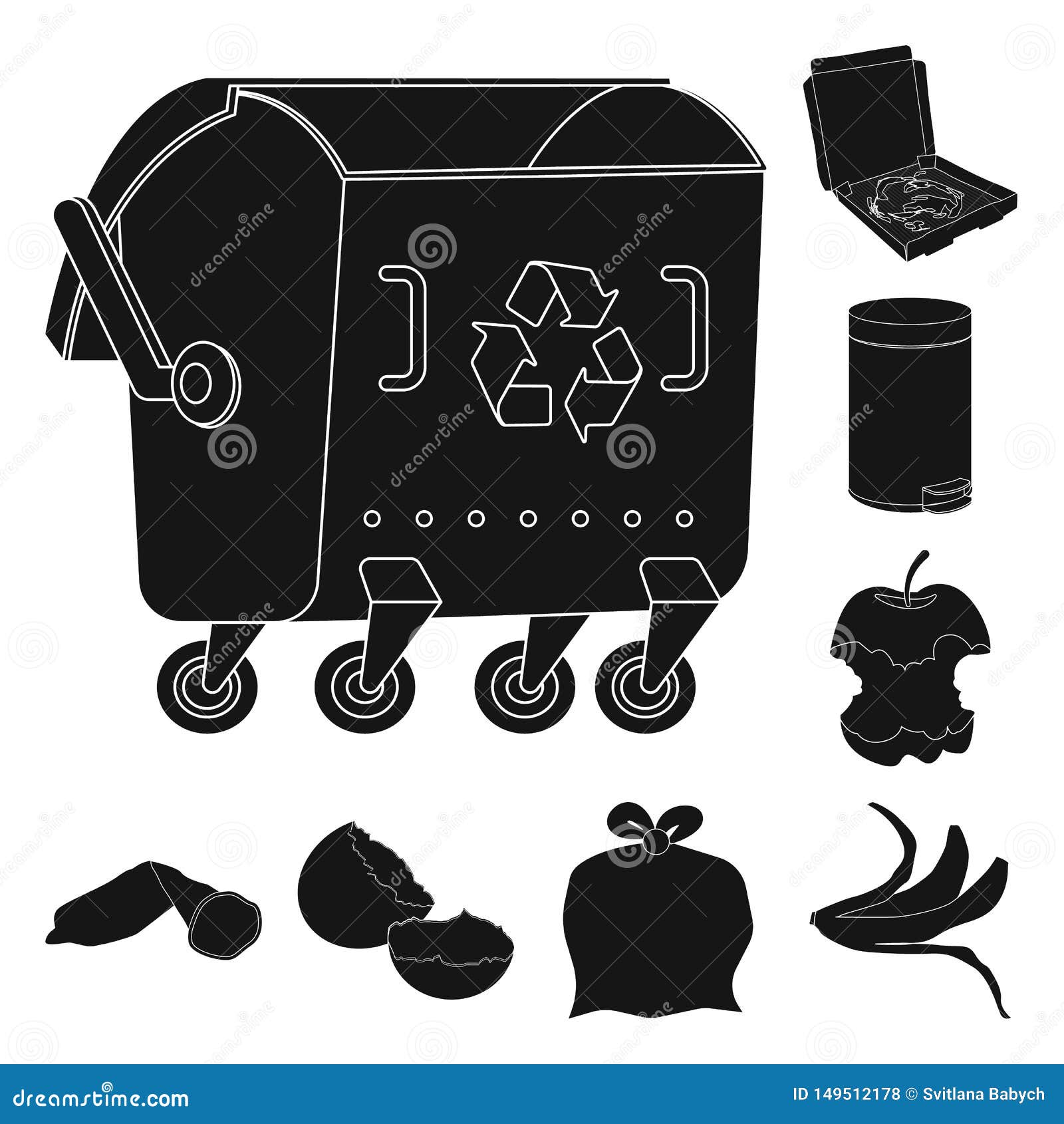 Isolated Object of Refuse and Junk Symbol. Set of Refuse and Waste ...