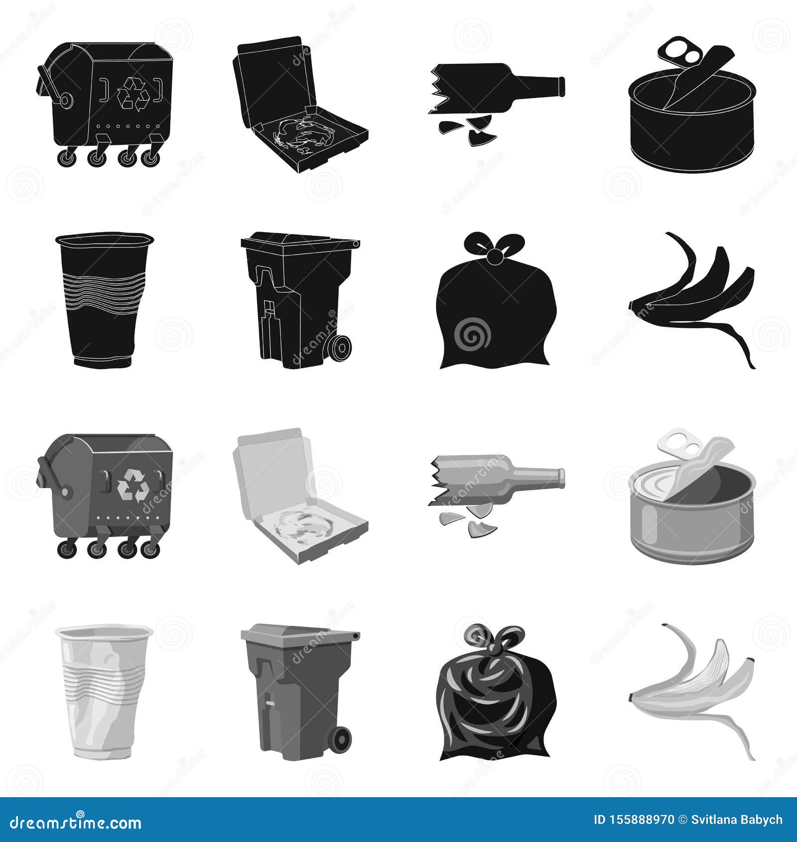 Isolated Object of Refuse and Junk Symbol. Collection of Refuse and ...