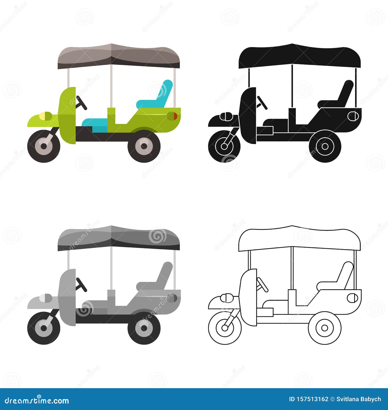 Vector Design of Rickshaw and Auto Symbol. Collection of Rickshaw and ...