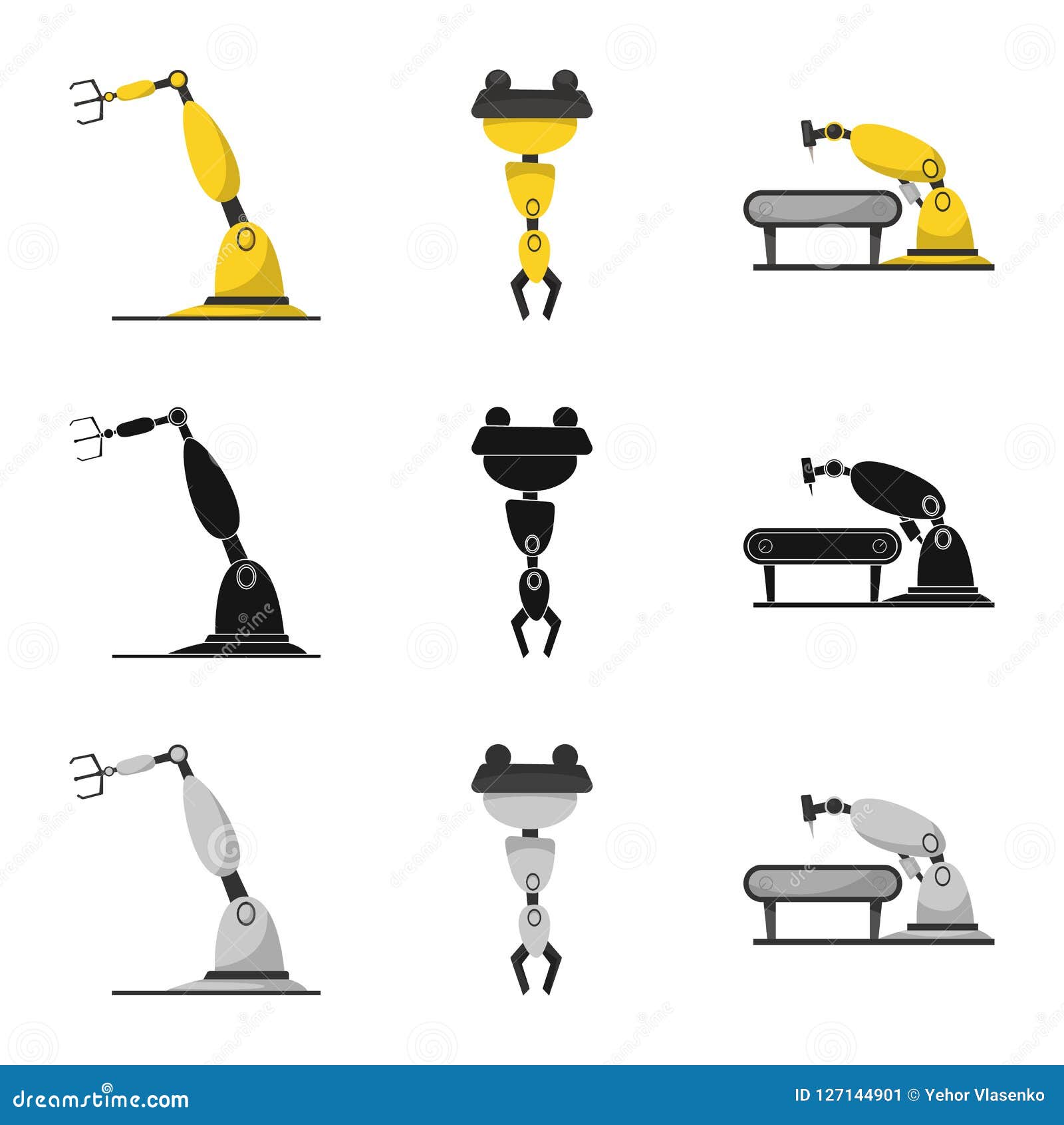 Vector Design Of Robot And Factory Icon Collection Of Robot And Space