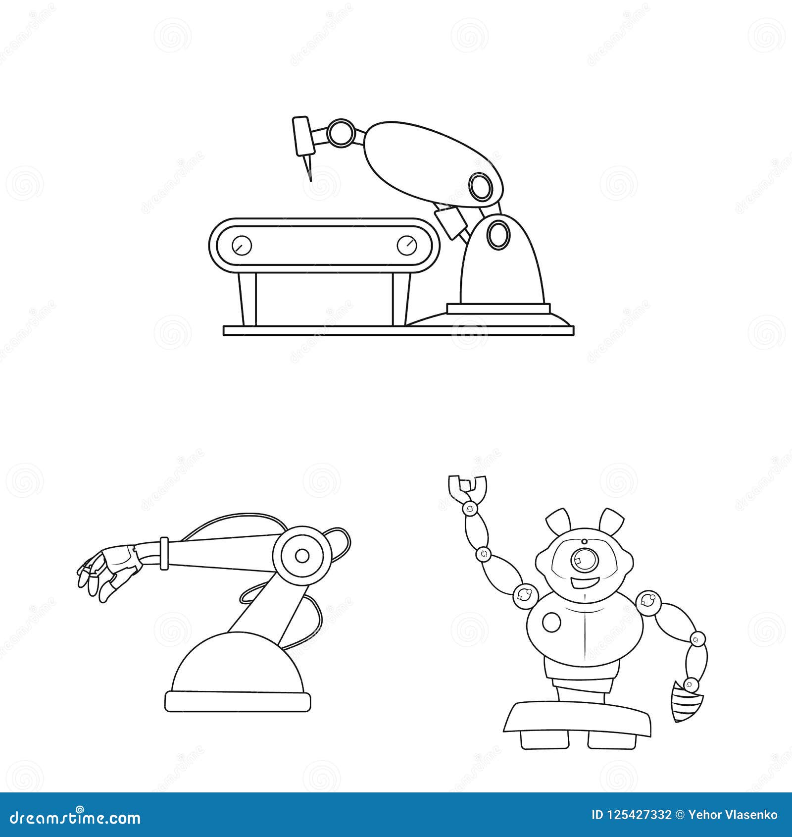 Isolated Object Of Robot And Factory Sign Collection Of Robot And