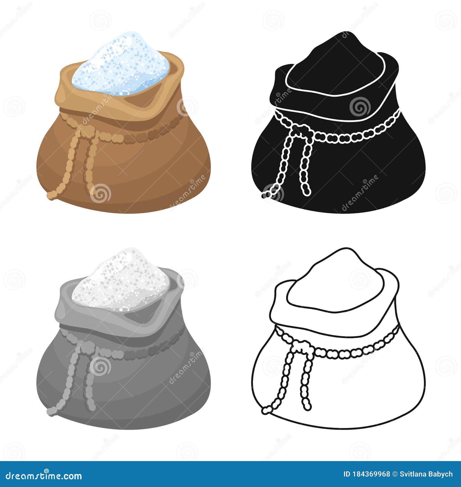 Vector Design of Sack and Ingredient Symbol. Graphic of Sack and White ...