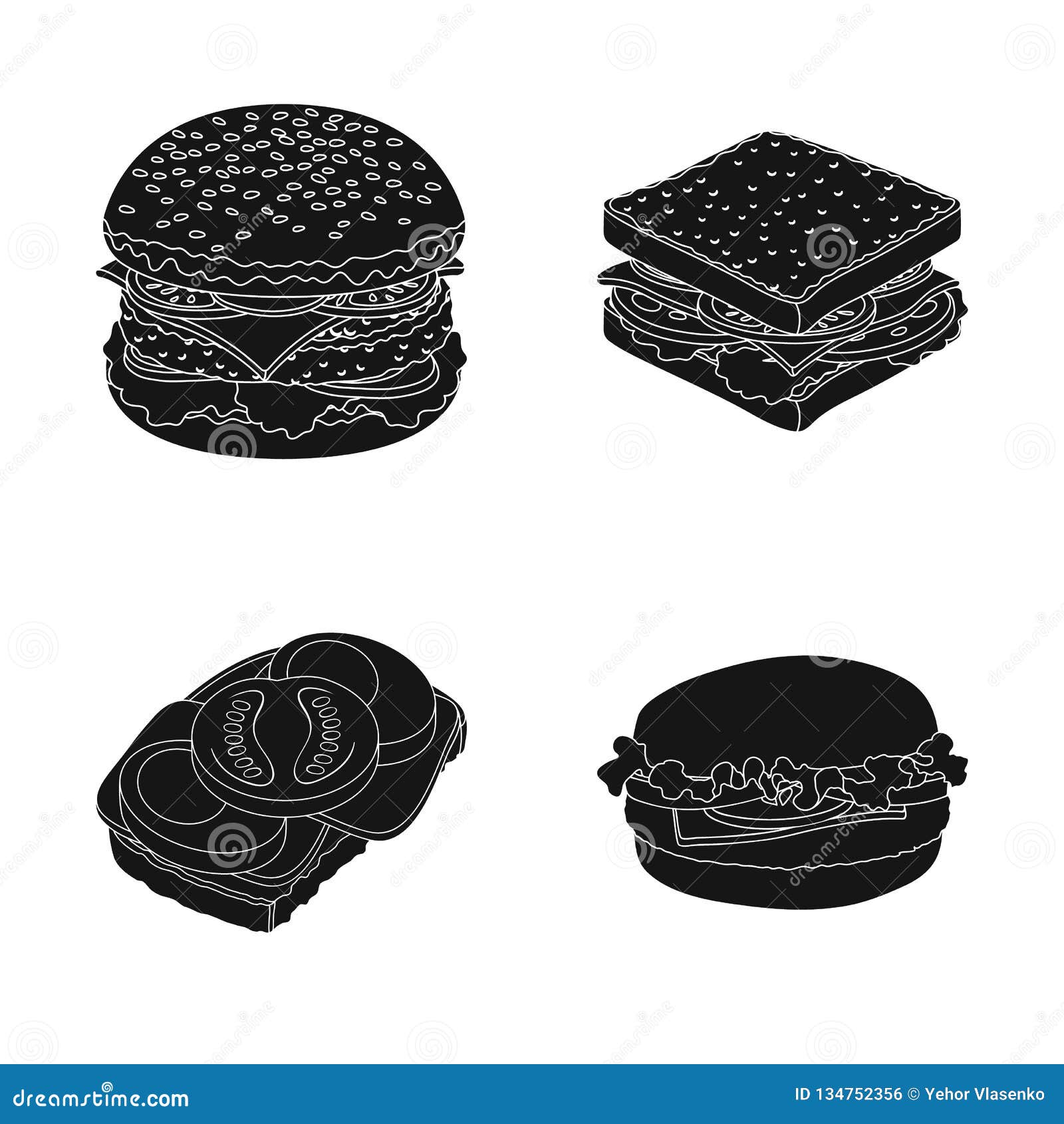 Isolated Object of Sandwich and Wrap Icon. Set of Sandwich and Lunch ...