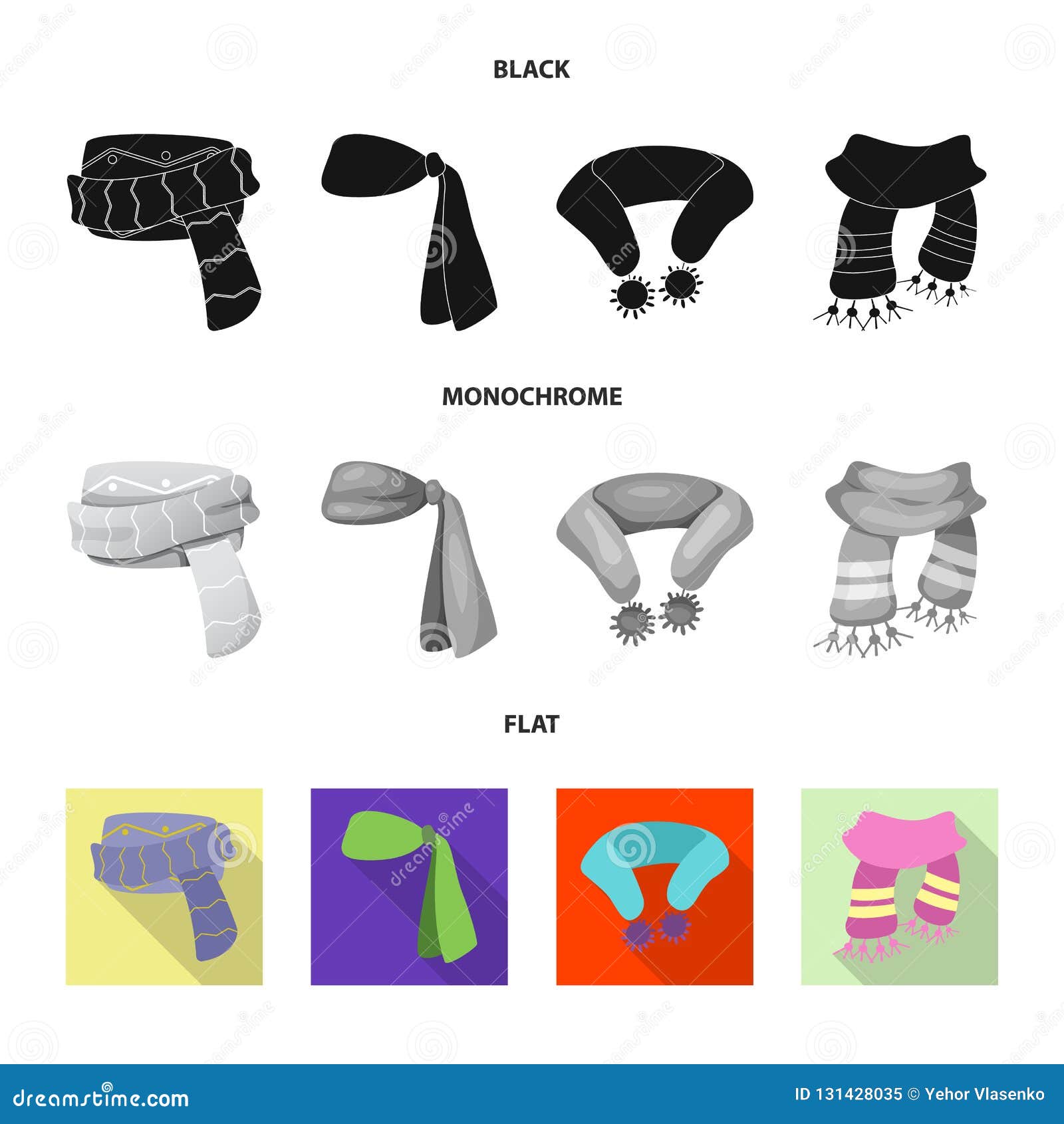 Vector Design of Scarf and Shawl Icon. Collection of Scarf and ...