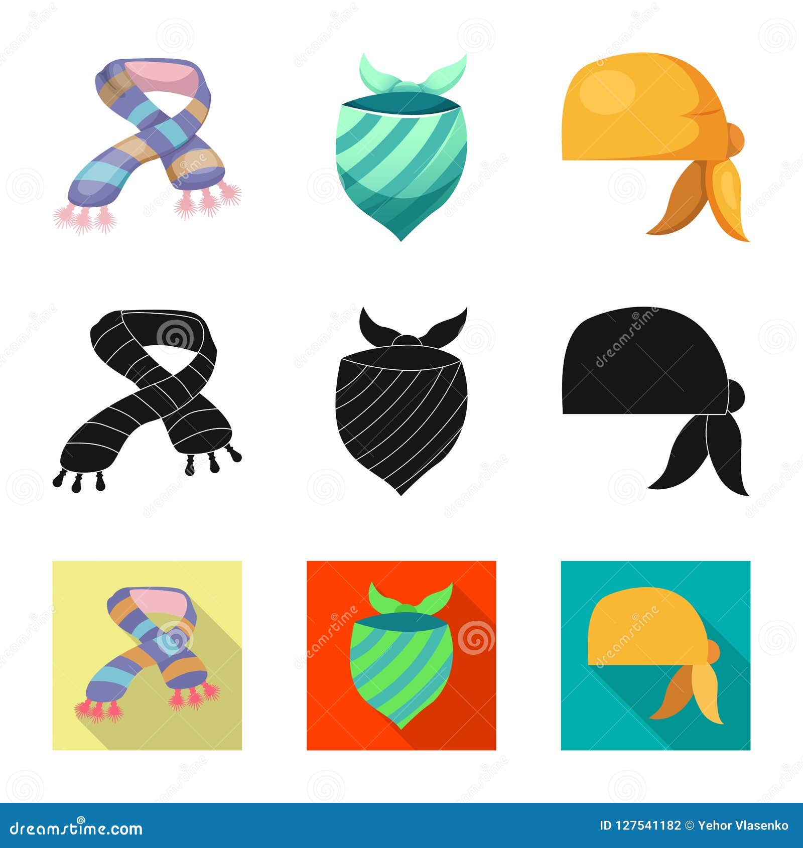 Isolated Object of Scarf and Shawl Icon. Collection of Scarf and ...