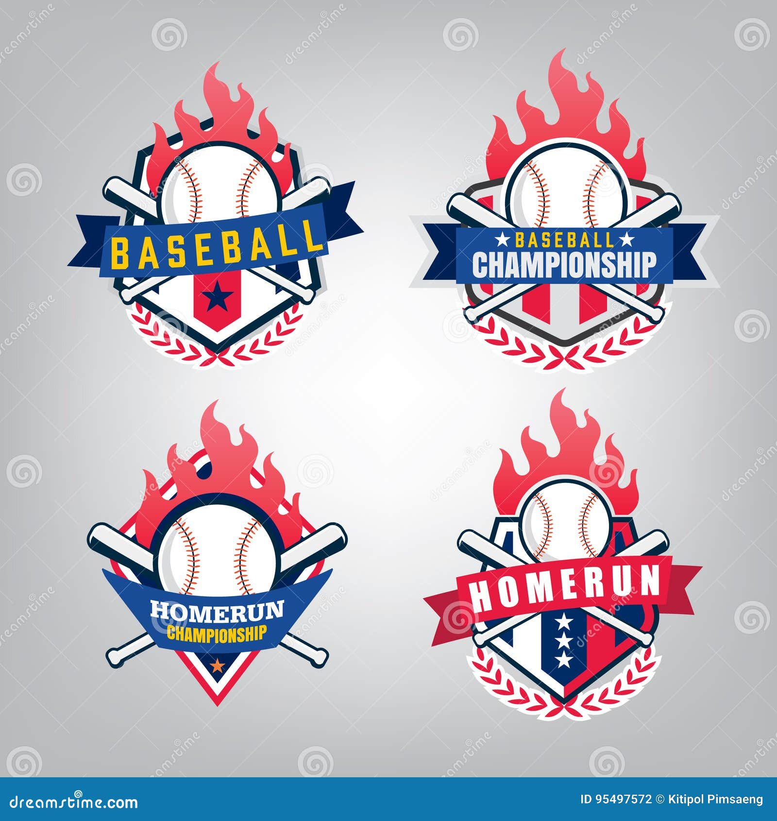 Vector Design Set of Baseball Sport Team Logo Stock Vector ...