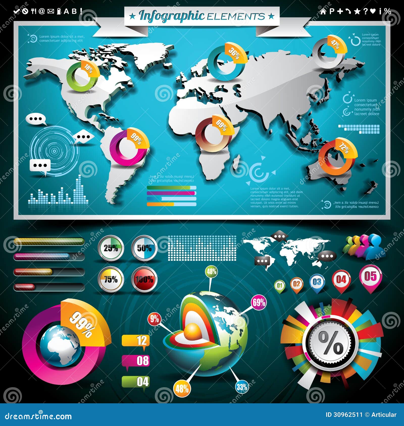 Vector Design Set of Infographic Elements. World M Stock Vector ...