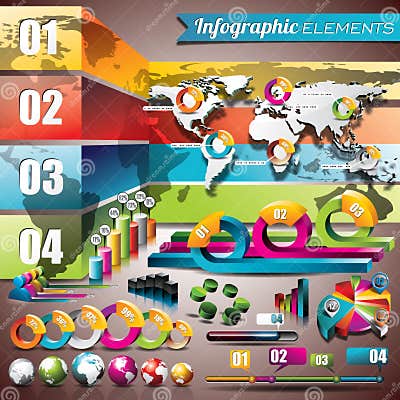 Vector Design Set of Infographic Elements. World Map and Information ...