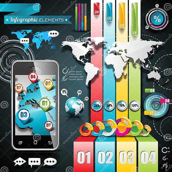 Vector Design Set of Infographic Elements. World Map and Information ...