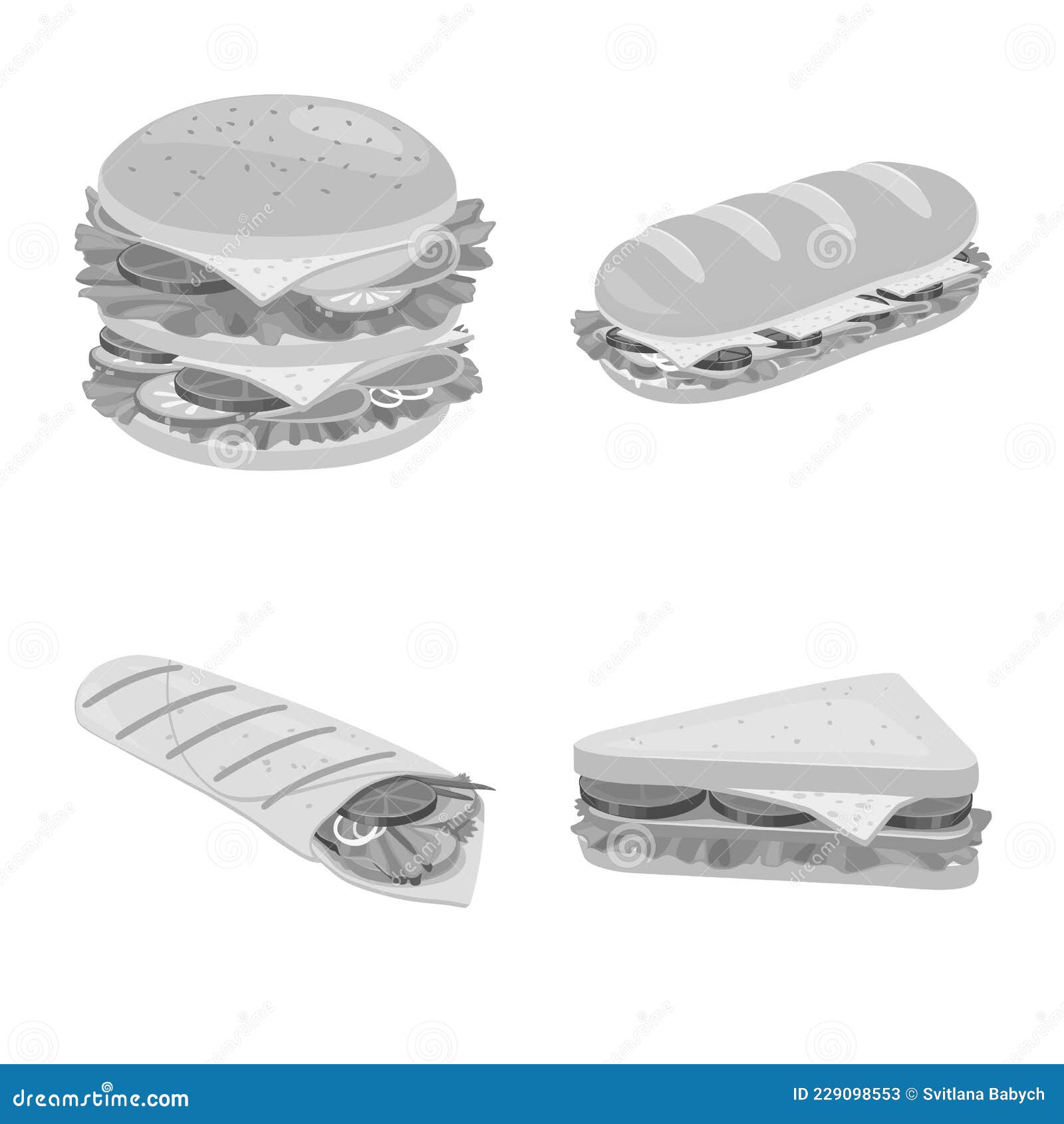 Vector Design of Snack and Fresh Icon. Set of Snack and Dinner Stock ...