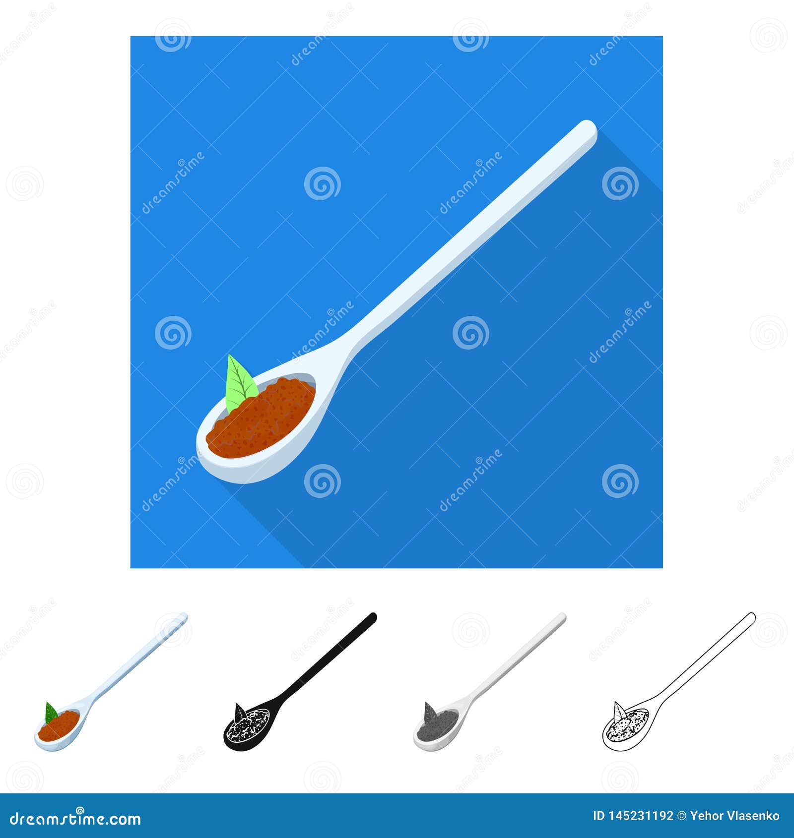 Vector Design of Spoon and Tea Icon. Collection of Spoon and Leaf Stock ...