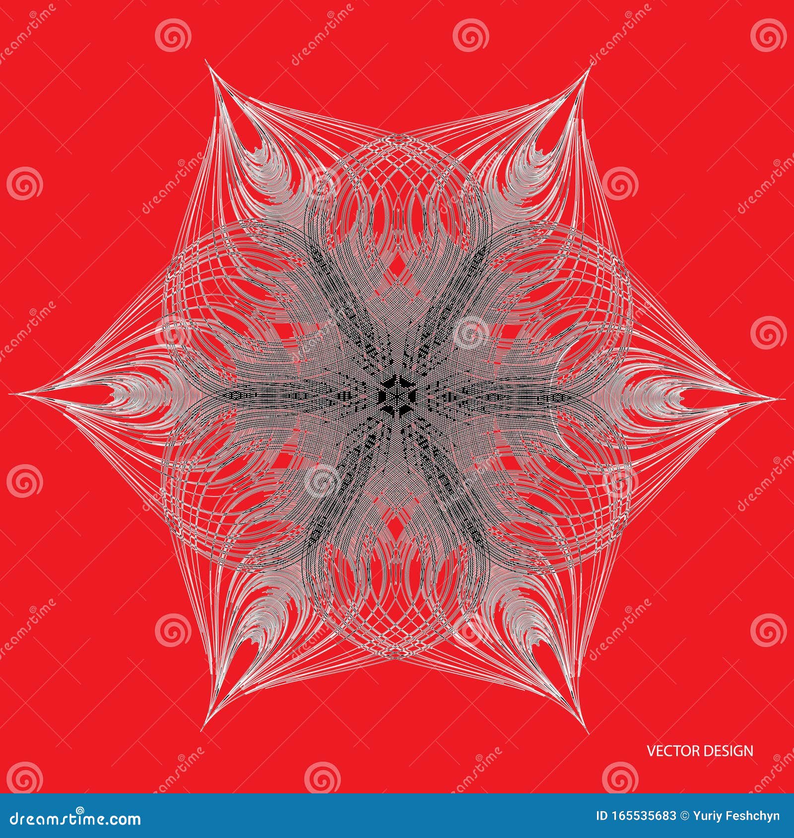 Vector Design Star or Snowflake. Round Wave Modern Abstract Element in ...