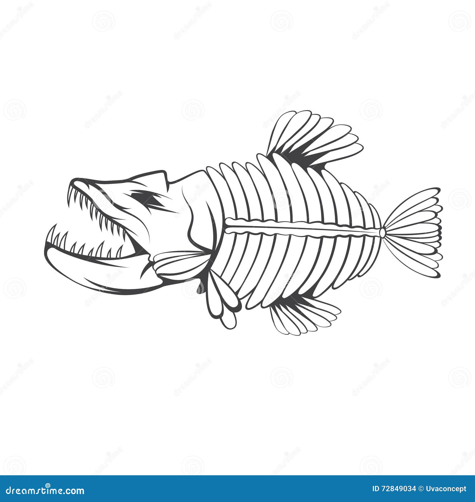 Vector Design Template of Aggressive Fish Skeleton Stock Vector ...
