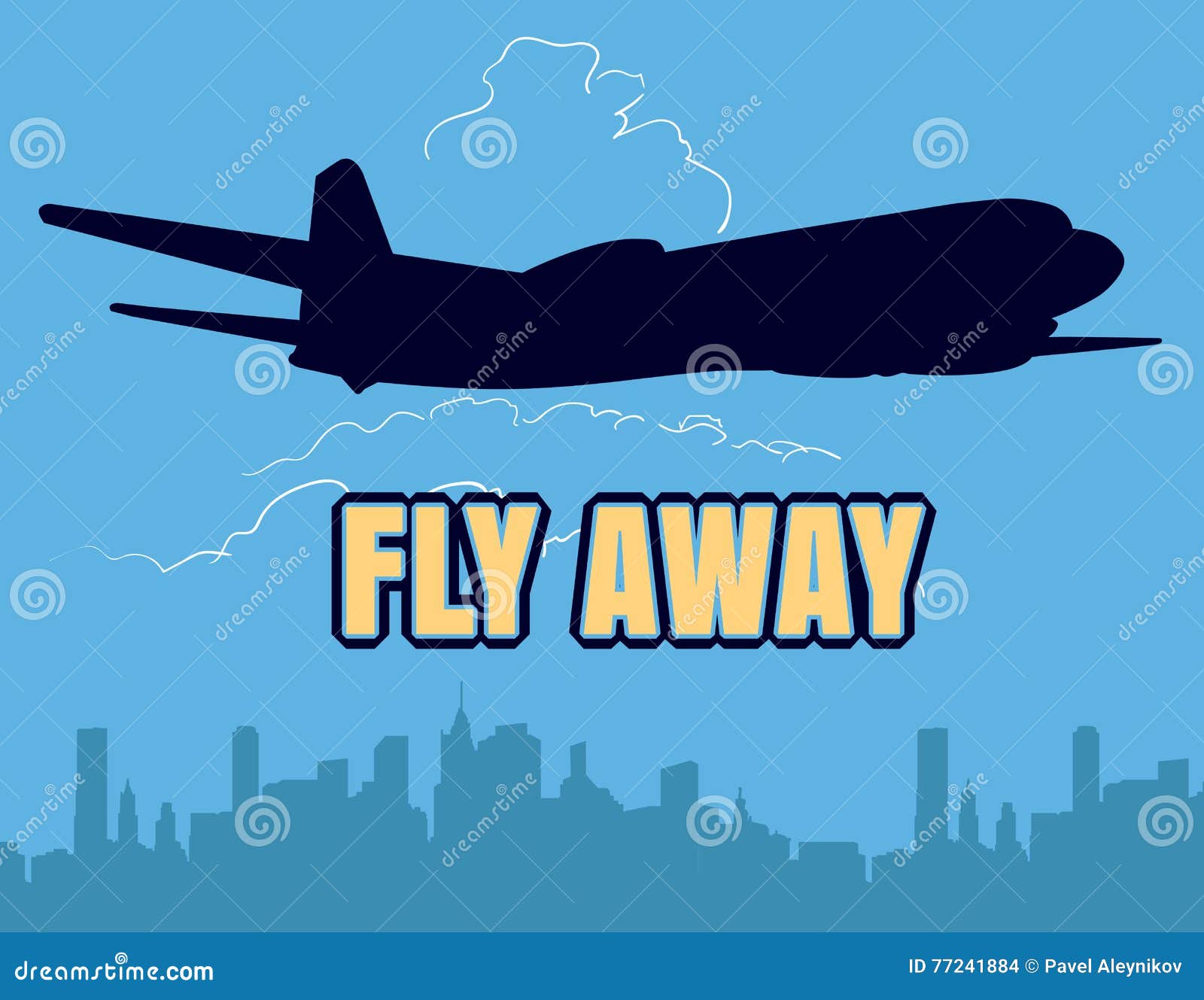 Vector Design Template with Flying Plane Stock Vector - Illustration of ...