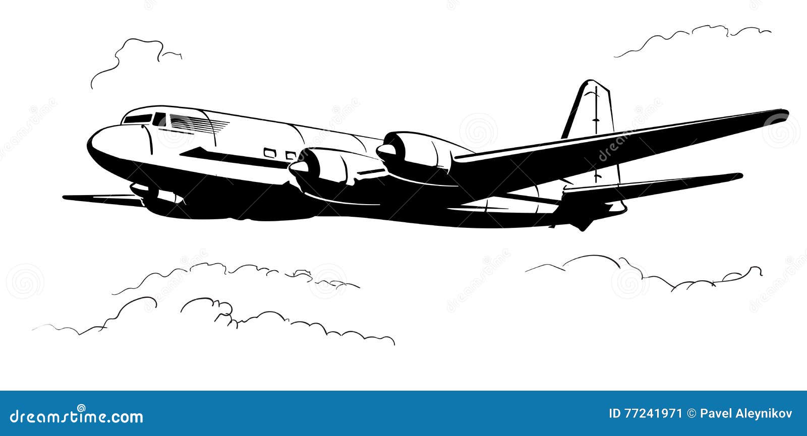 Vector Design Template with Flying Plane Stock Vector - Illustration of ...