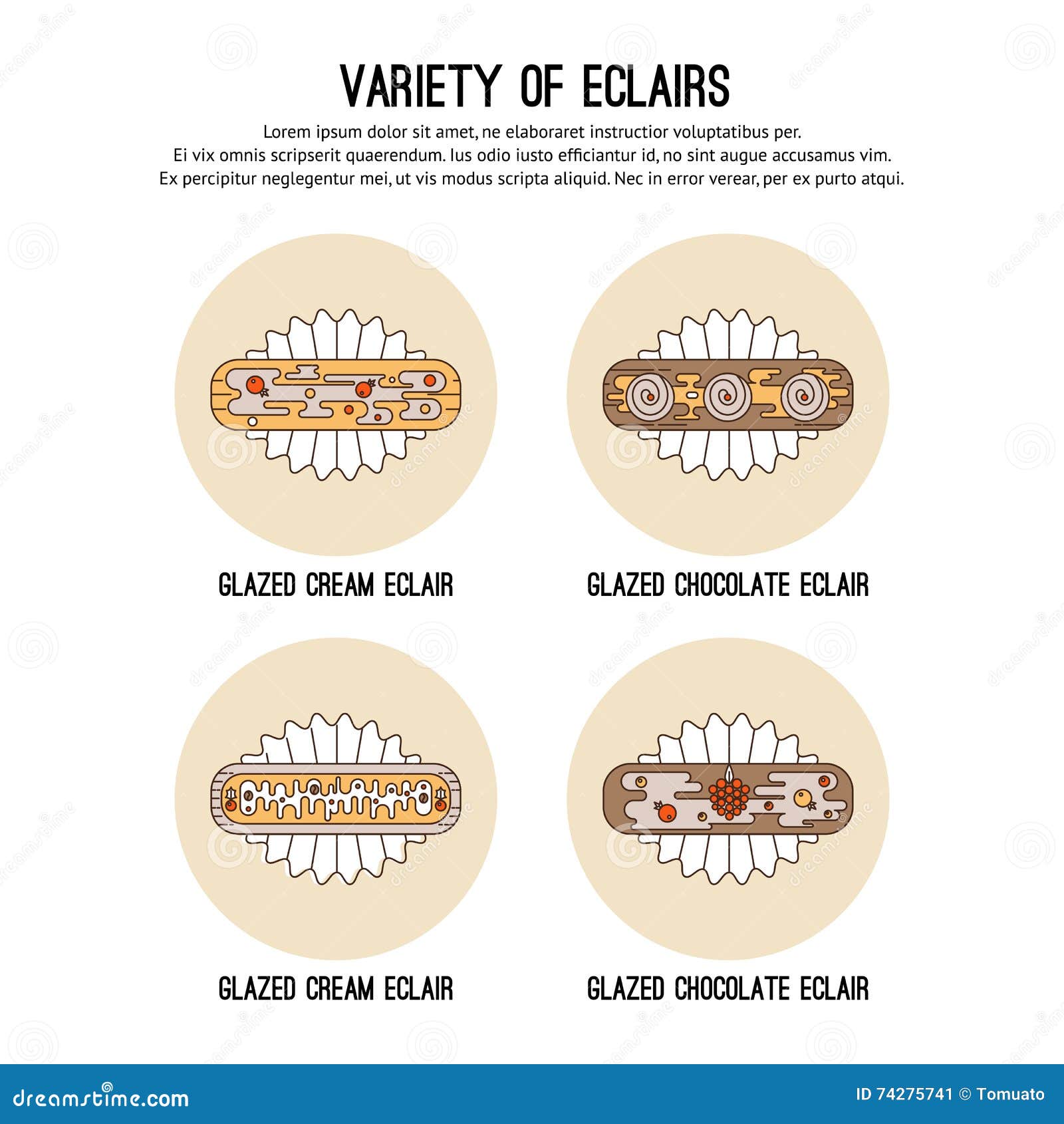 Eclair Thin Line Icon. Sweet Eclair Vector Illustration Isolated On ...
