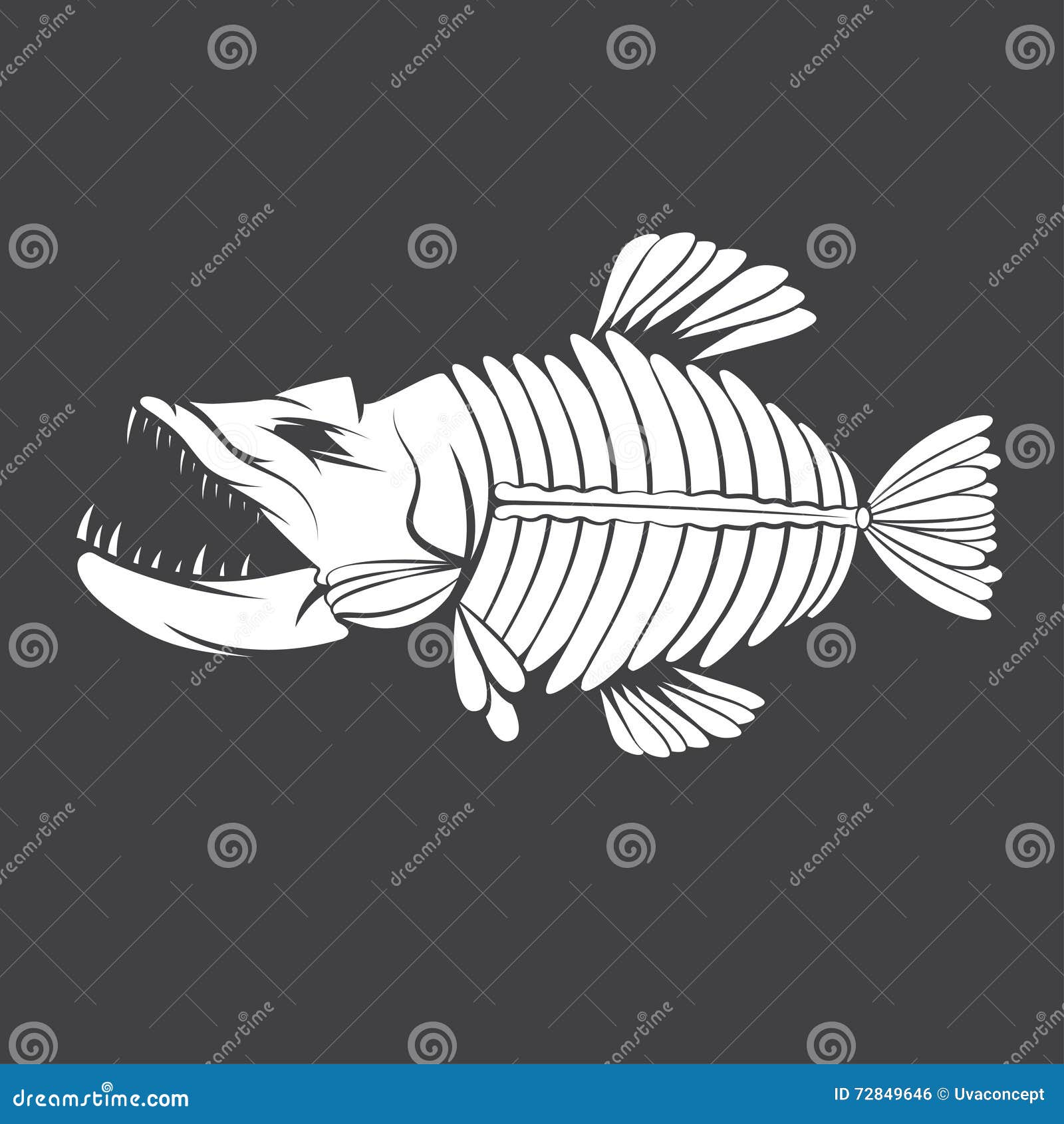 Vector Design Template Tropical Fish Skeleton Stock Vector ...