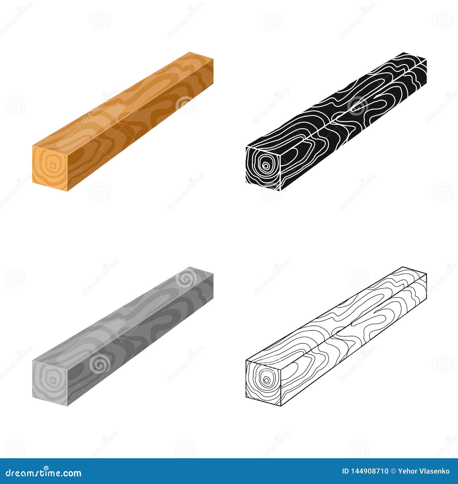 Isolated Object of Timber and Piece Icon. Collection of Timber and ...