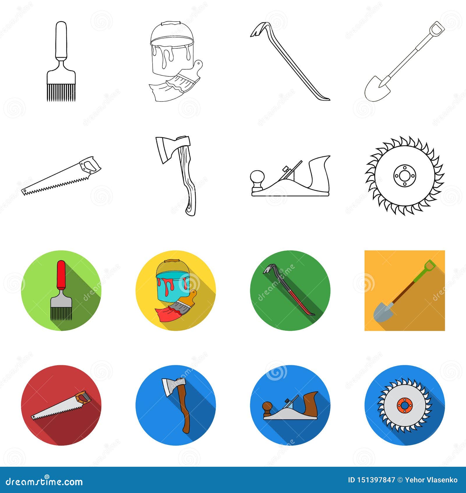 Vector Design of Tool and Construction Symbol. Collection of Tool and ...