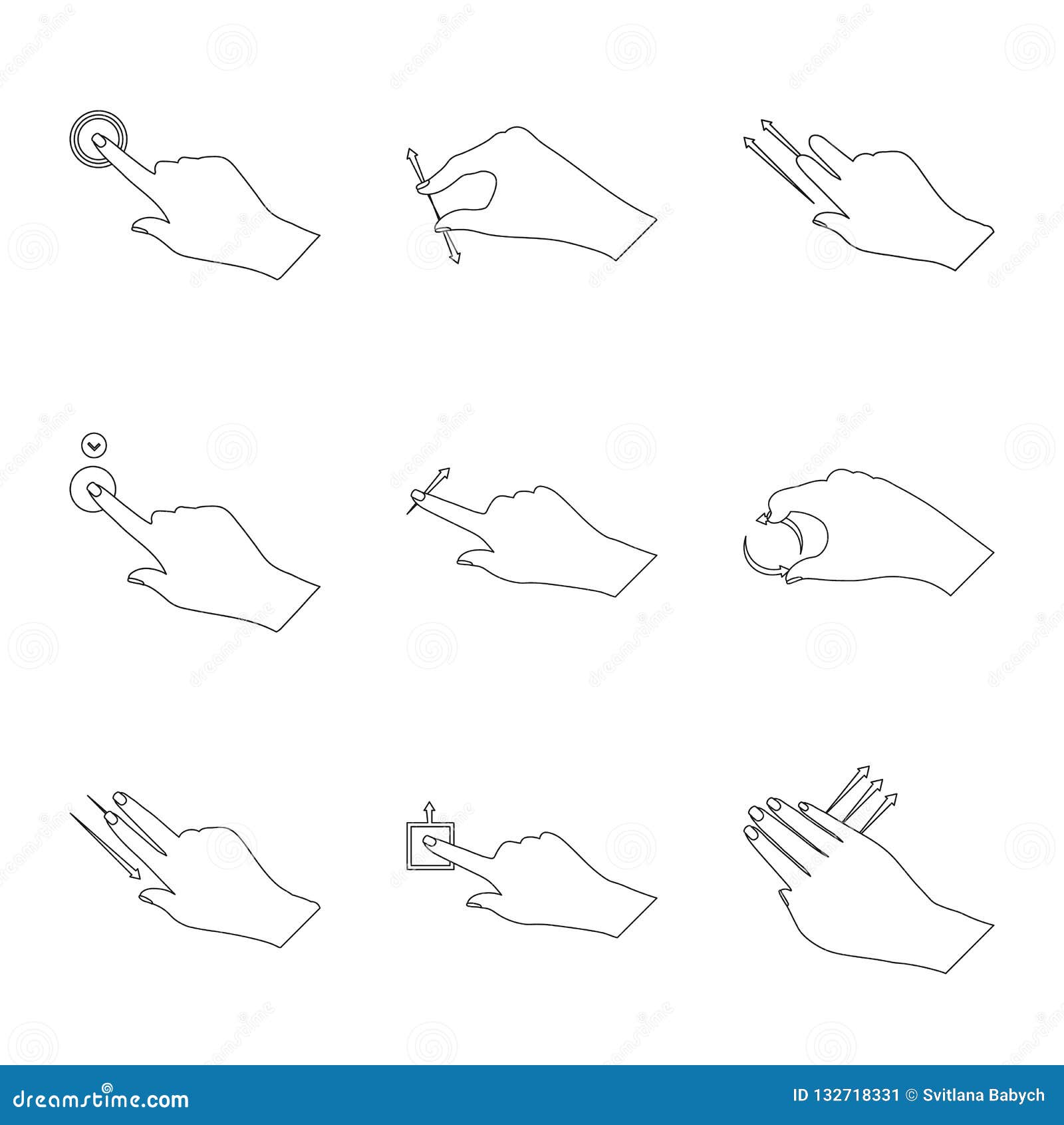 Vector Design of Touchscreen and Hand Icon. Set of Touchscreen and ...