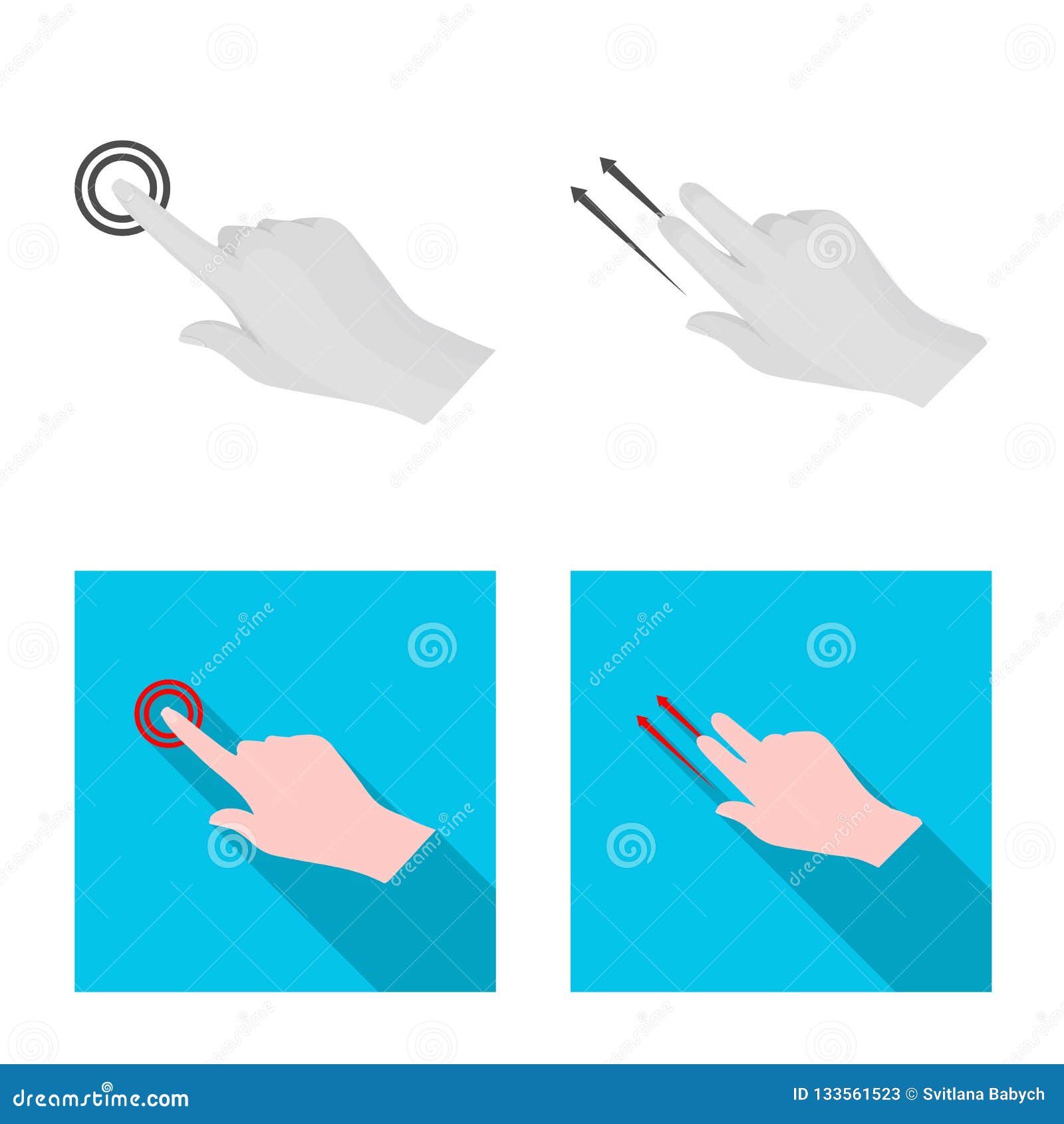 Vector Design of Touchscreen and Hand Logo. Collection of Touchscreen ...
