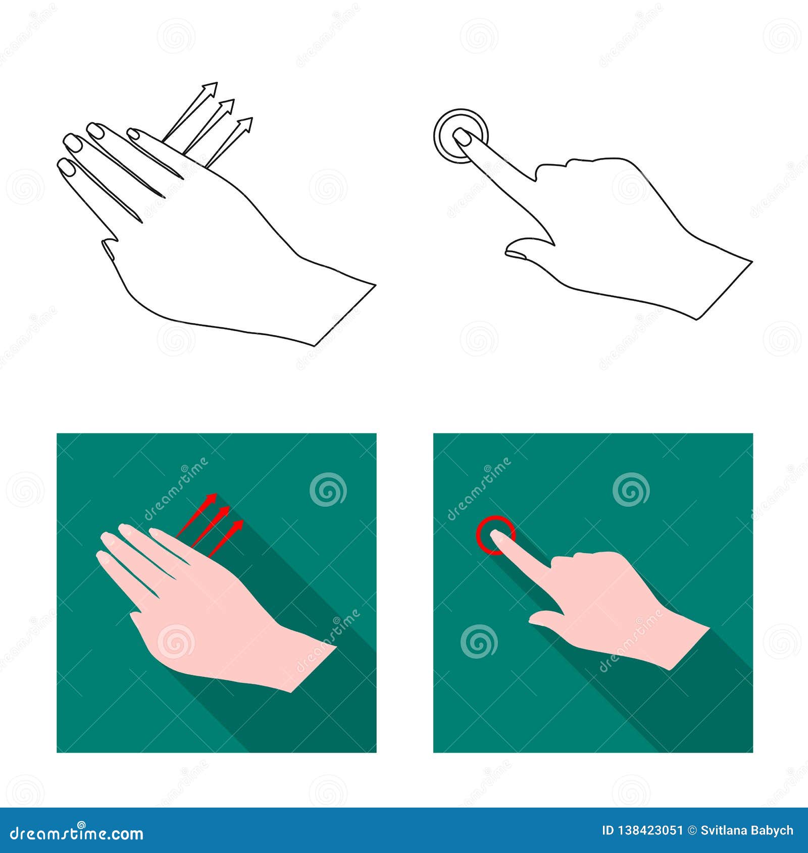 Vector Design of Touchscreen and Hand Logo. Collection of Touchscreen ...