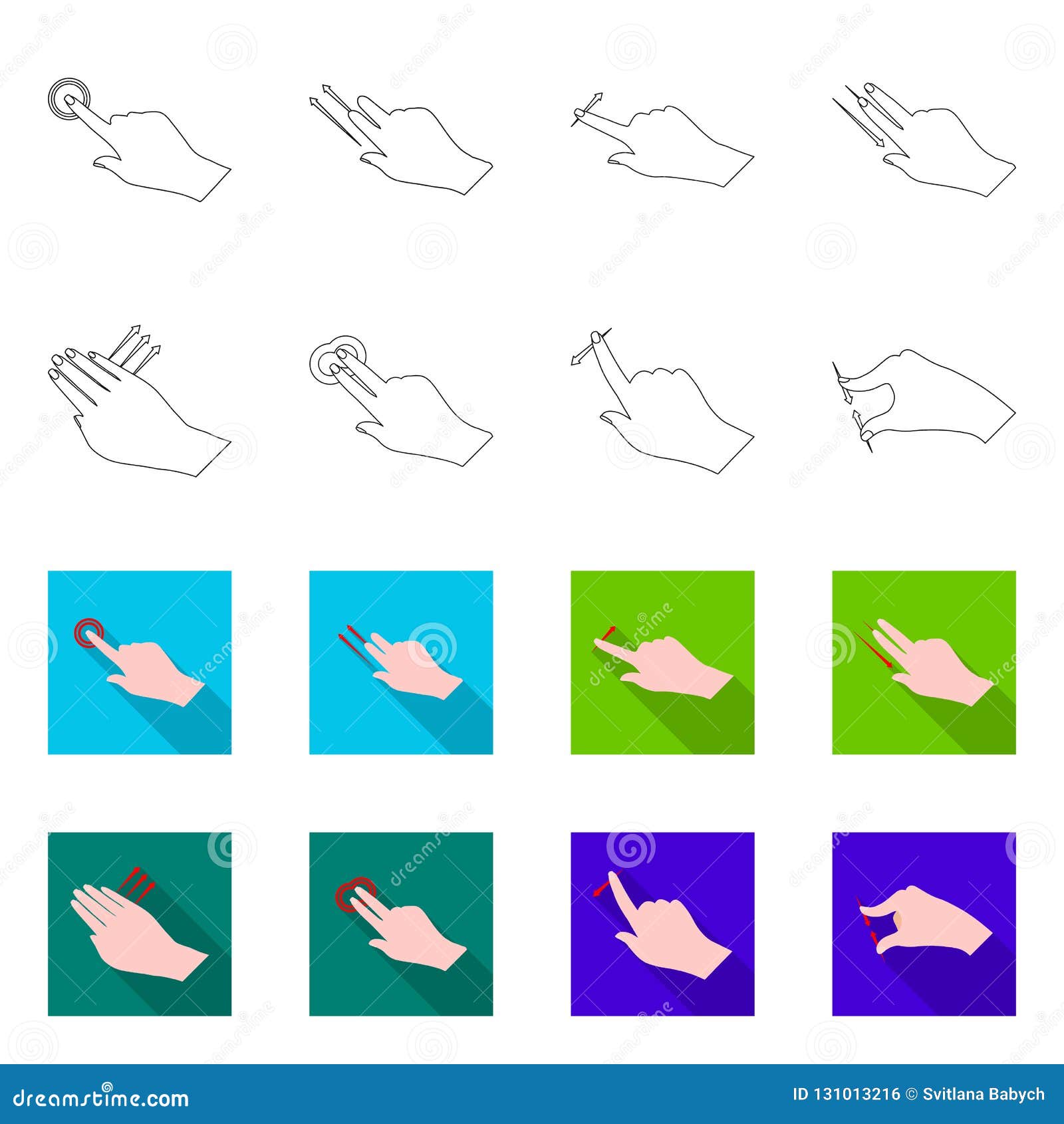 Vector Design of Touchscreen and Hand Logo. Set of Touchscreen and ...