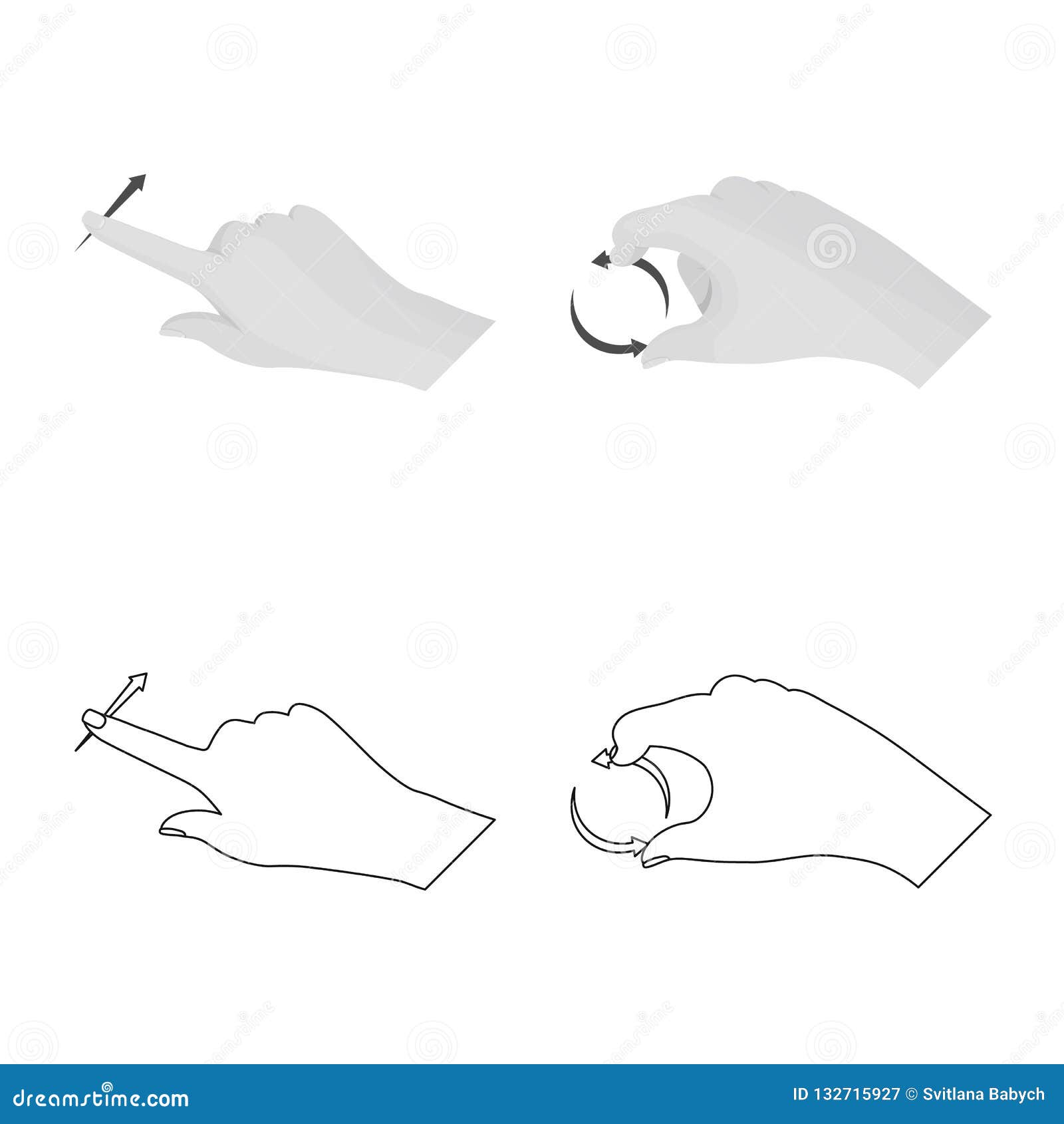 Vector Design of Touchscreen and Hand Logo. Set of Touchscreen and ...