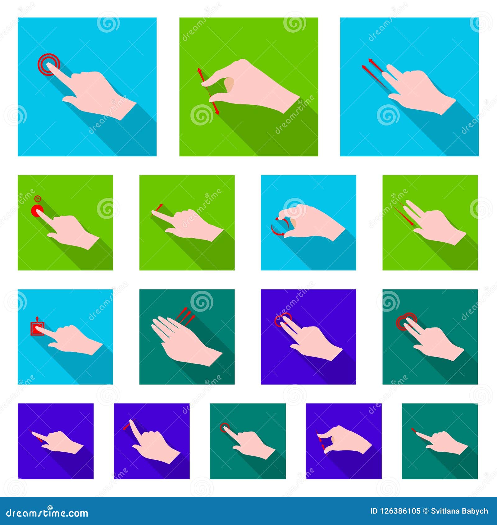 Isolated Object of Touchscreen and Hand Sign. Collection of Touchscreen ...