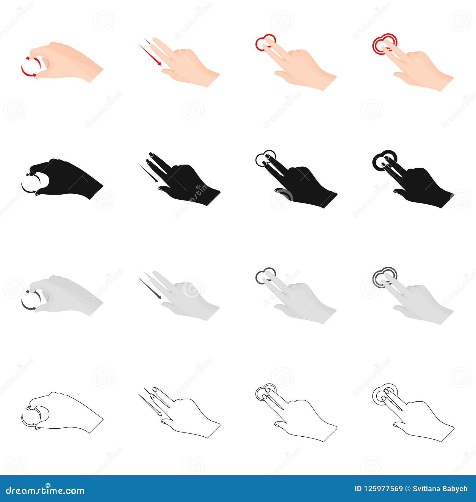 Vector Design of Touchscreen and Hand Logo. Set of Touchscreen and ...