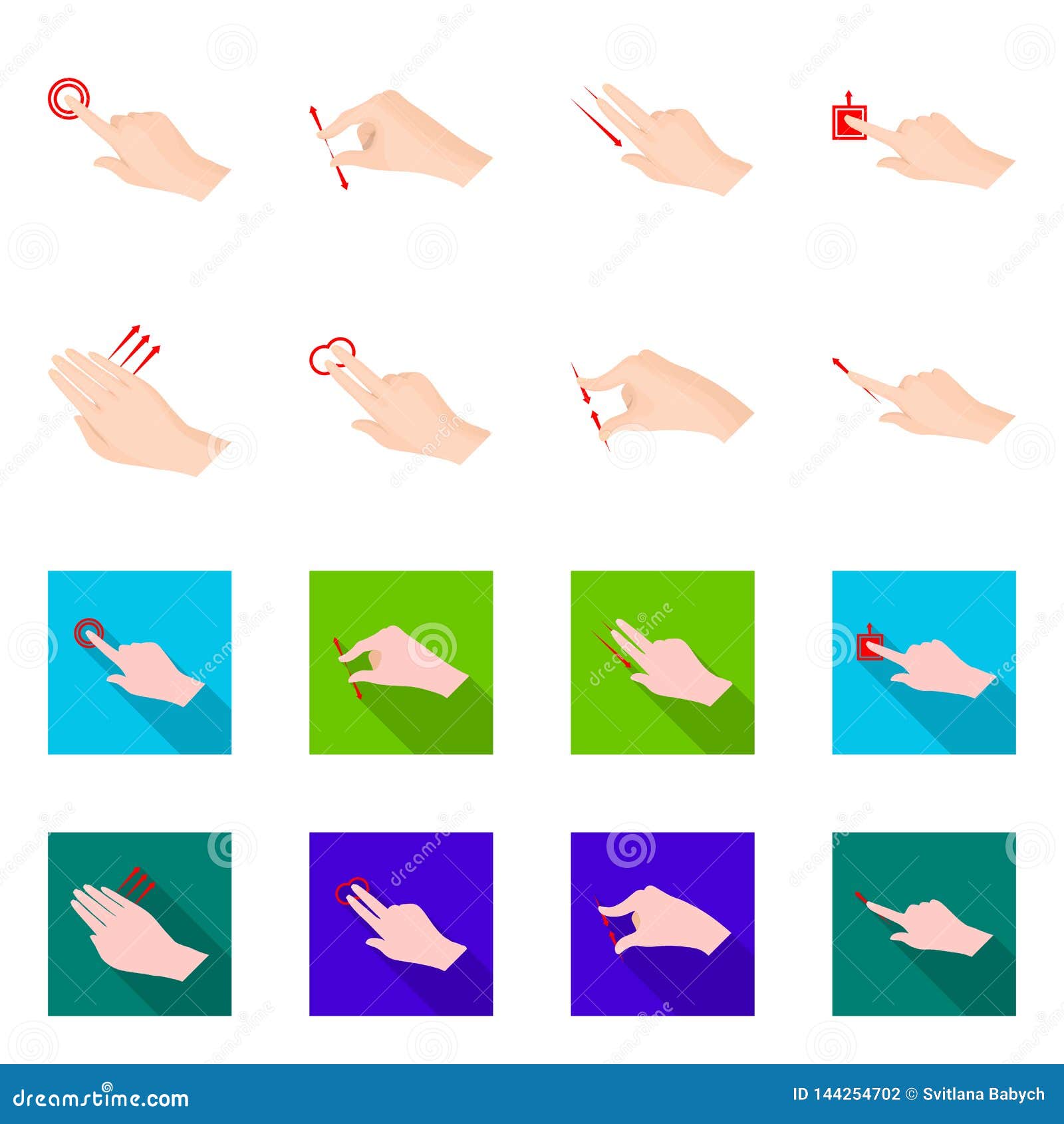 Vector Design of Touchscreen and Hand Logo. Set of Touchscreen and ...