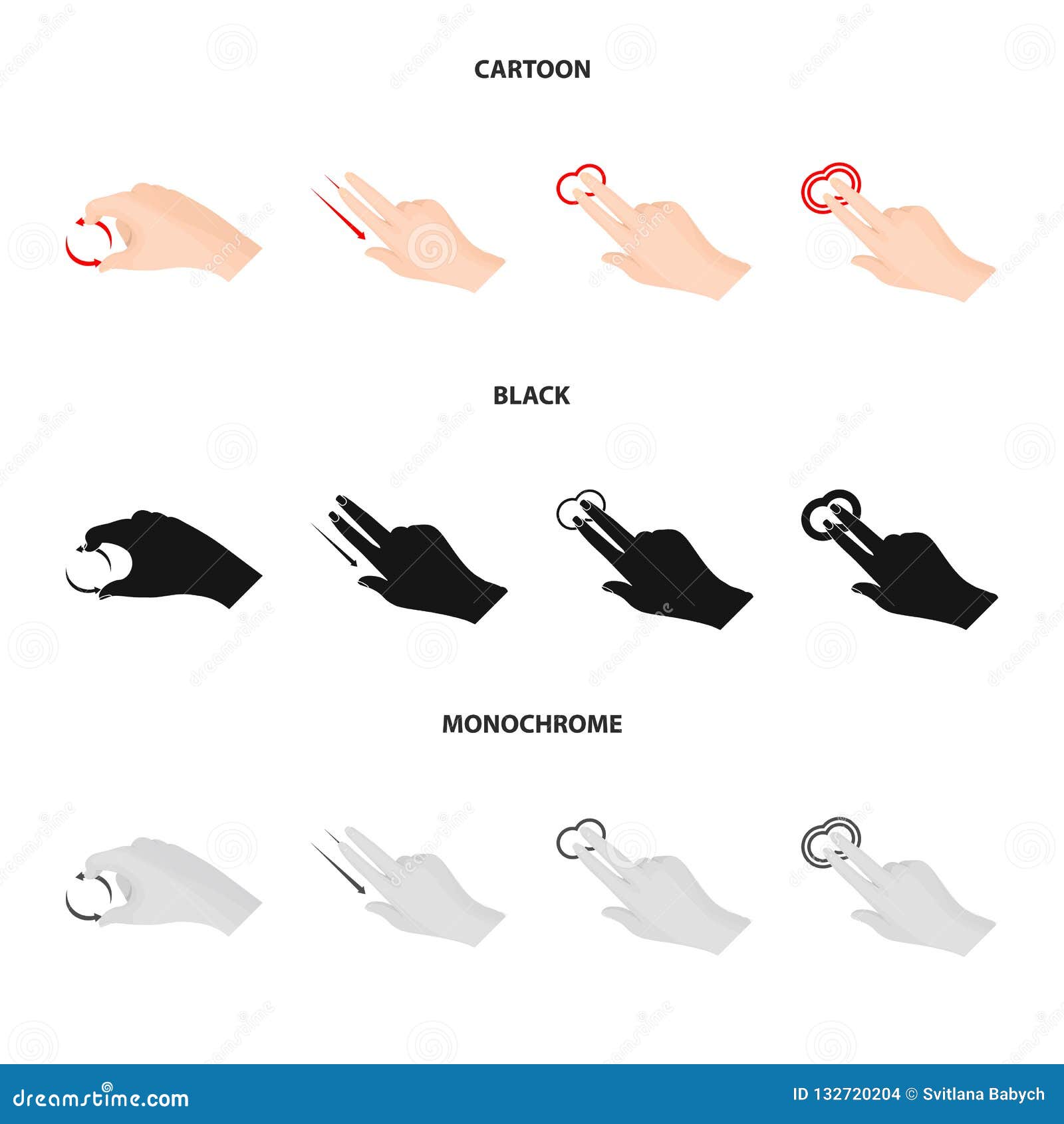 Vector Design of Touchscreen and Hand Sign. Collection of Touchscreen ...
