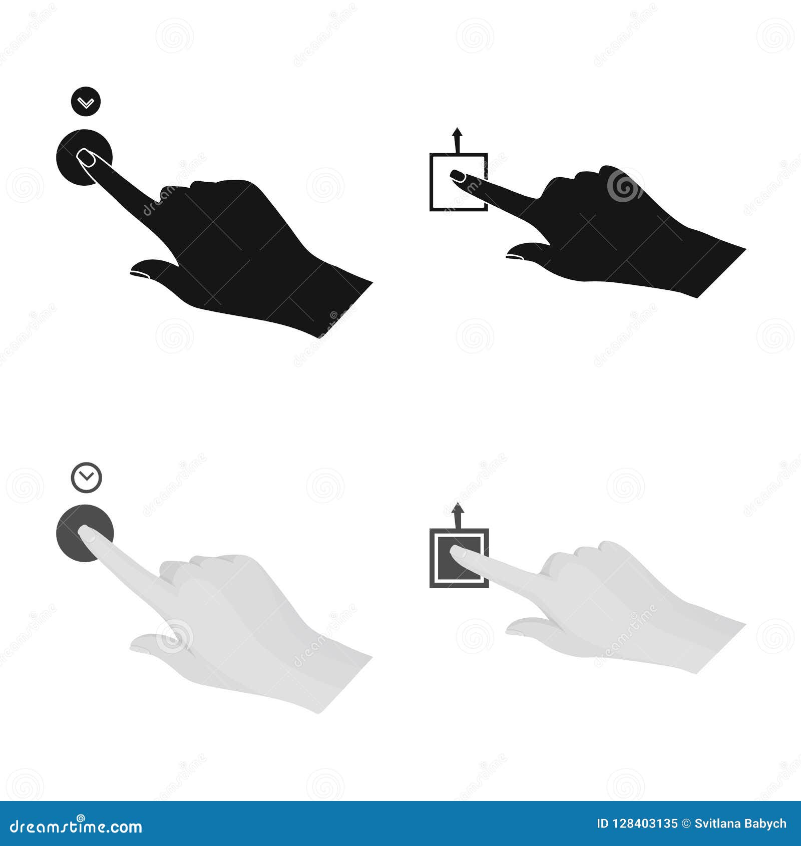 Vector Design of Touchscreen and Hand Sign. Collection of Touchscreen ...
