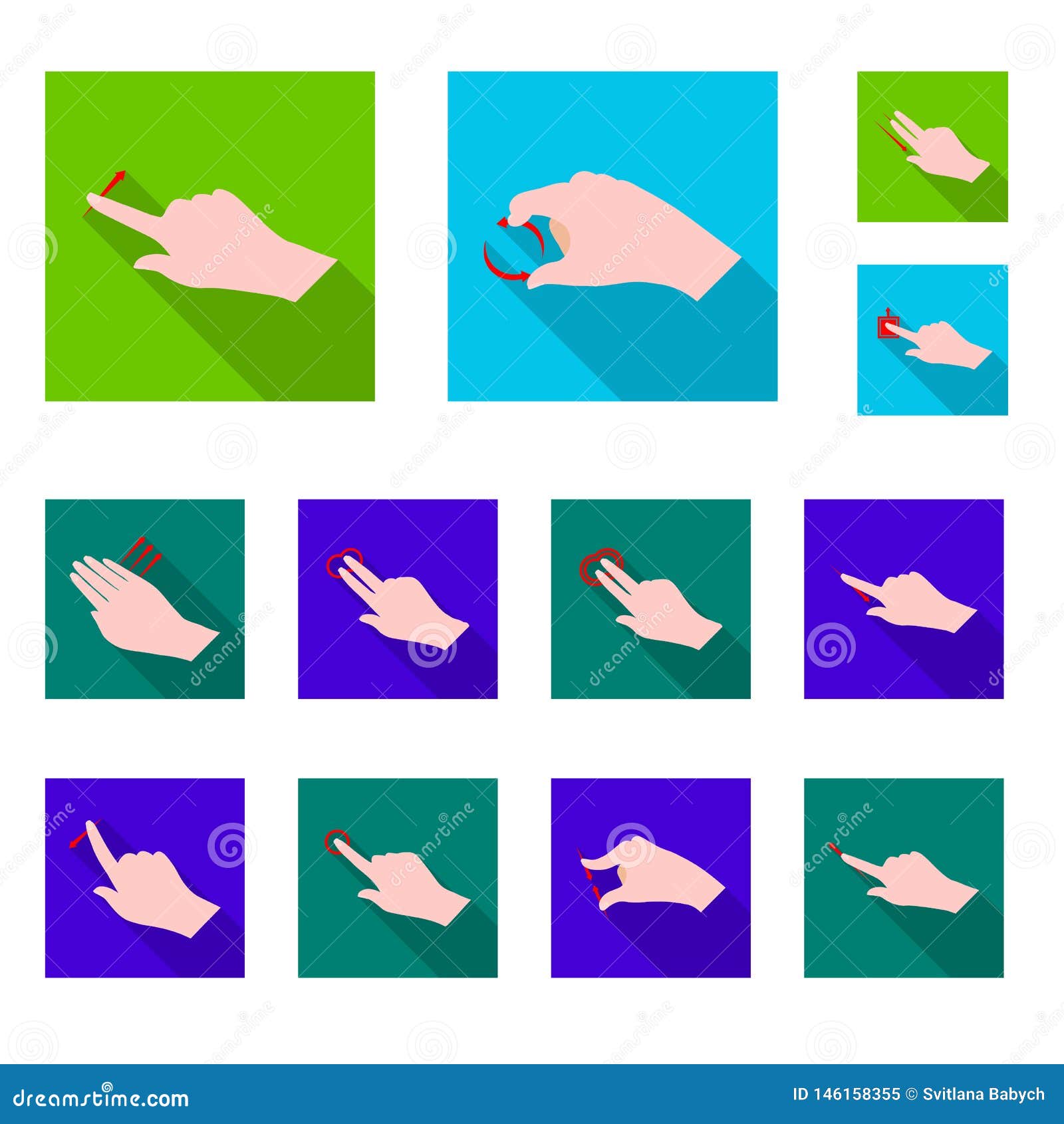 Isolated Object of Touchscreen and Hand Symbol. Collection of ...