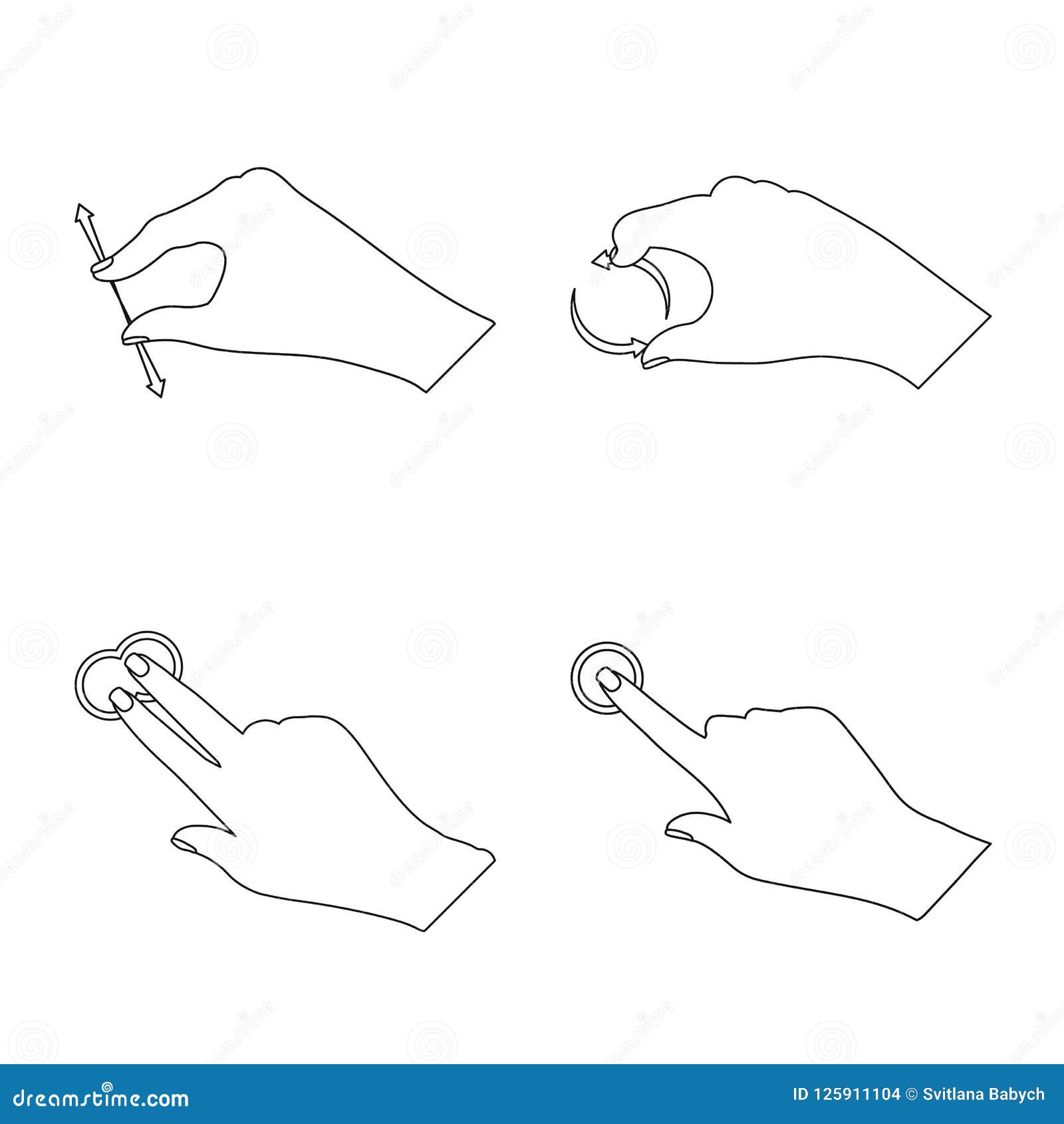 Vector Design of Touchscreen and Hand Sign. Set of Touchscreen and ...