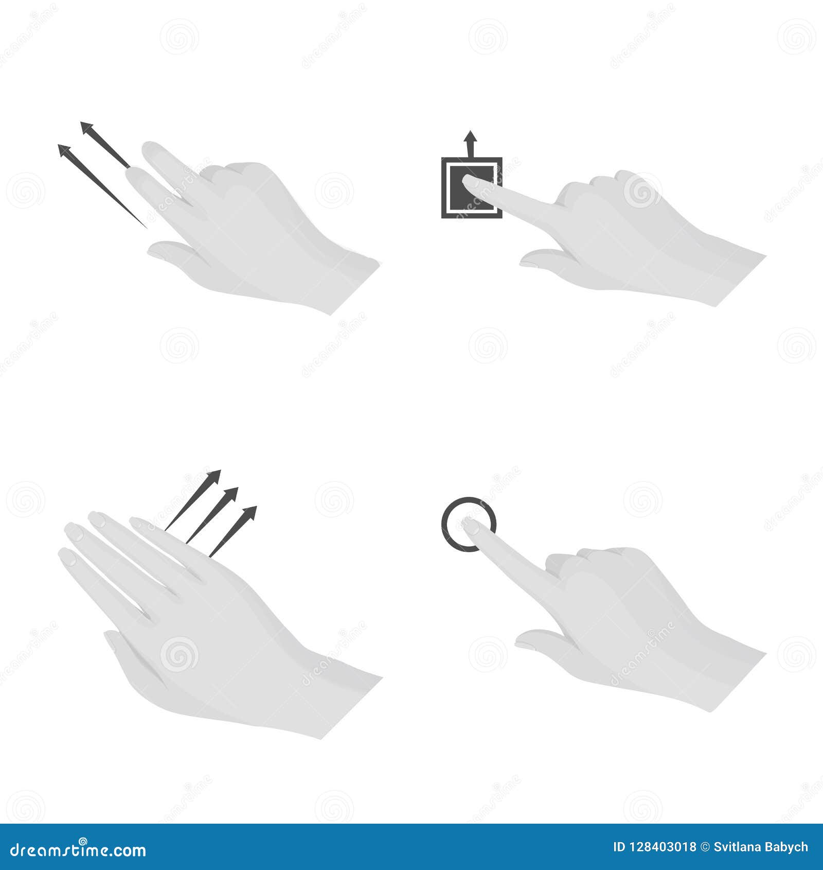 Vector Design of Touchscreen and Hand Sign. Set of Touchscreen and ...