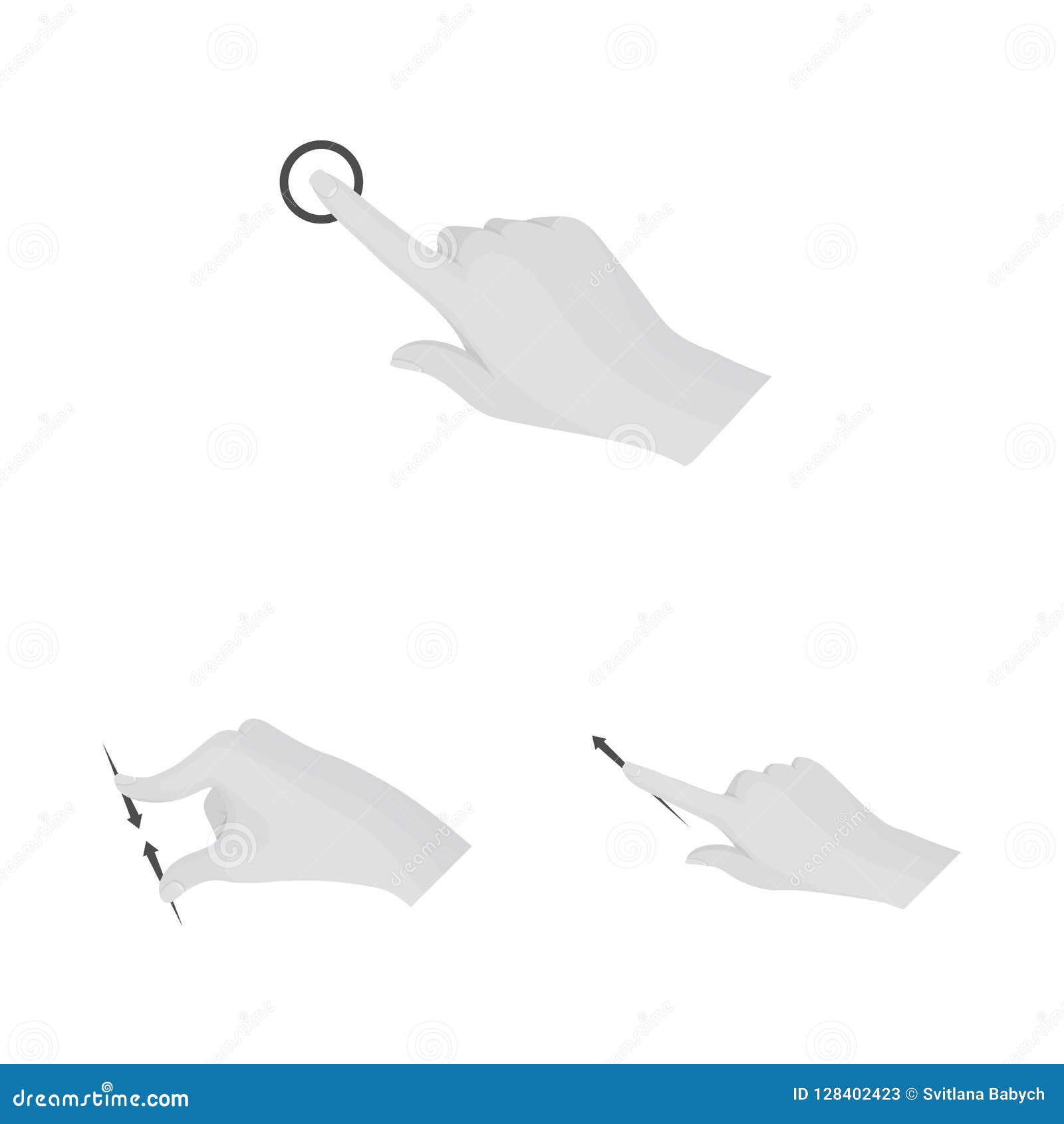 Vector Design of Touchscreen and Hand Sign. Set of Touchscreen and ...