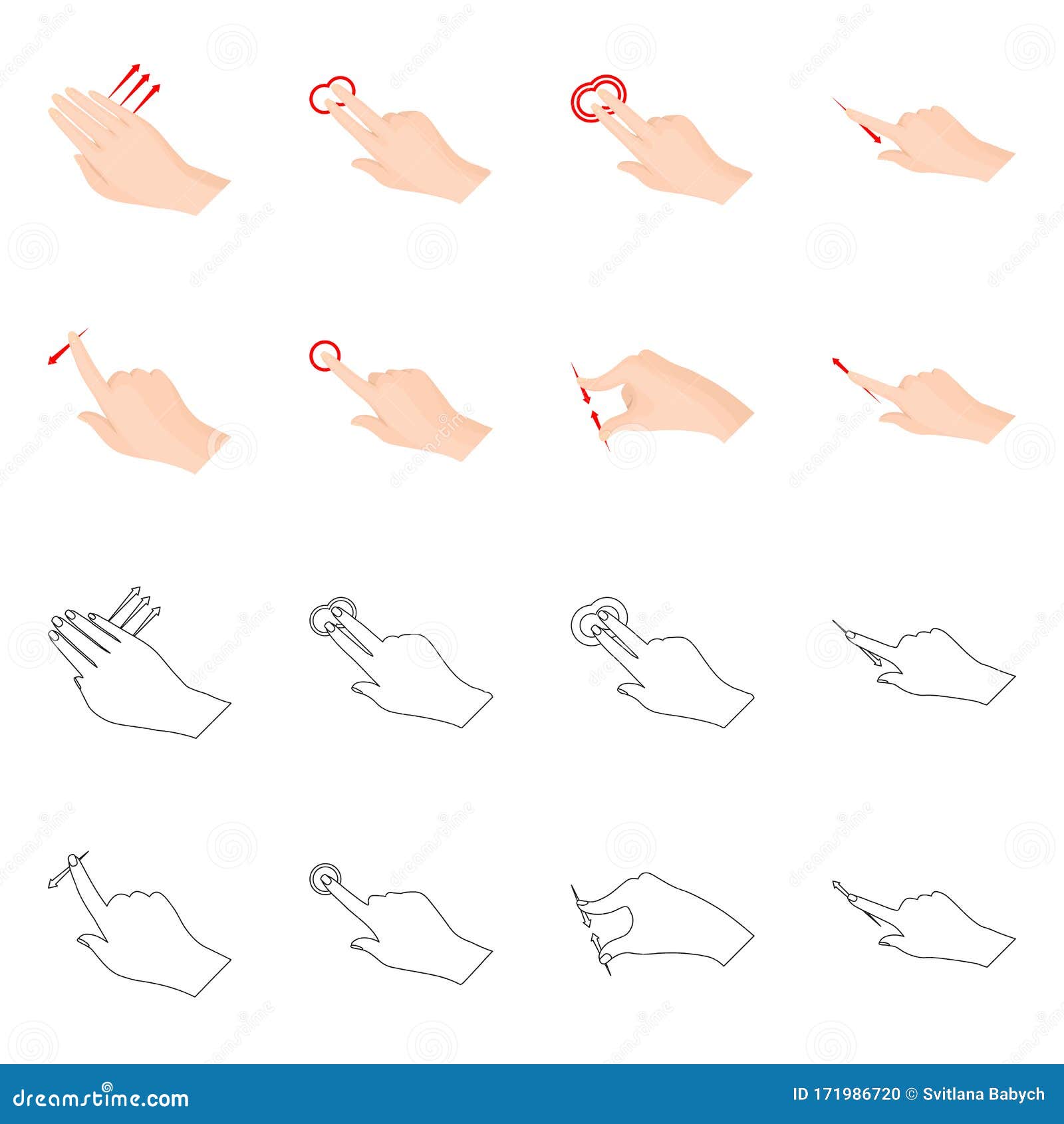 Vector Design of Touchscreen and Hand Symbol. Collection of Touchscreen ...