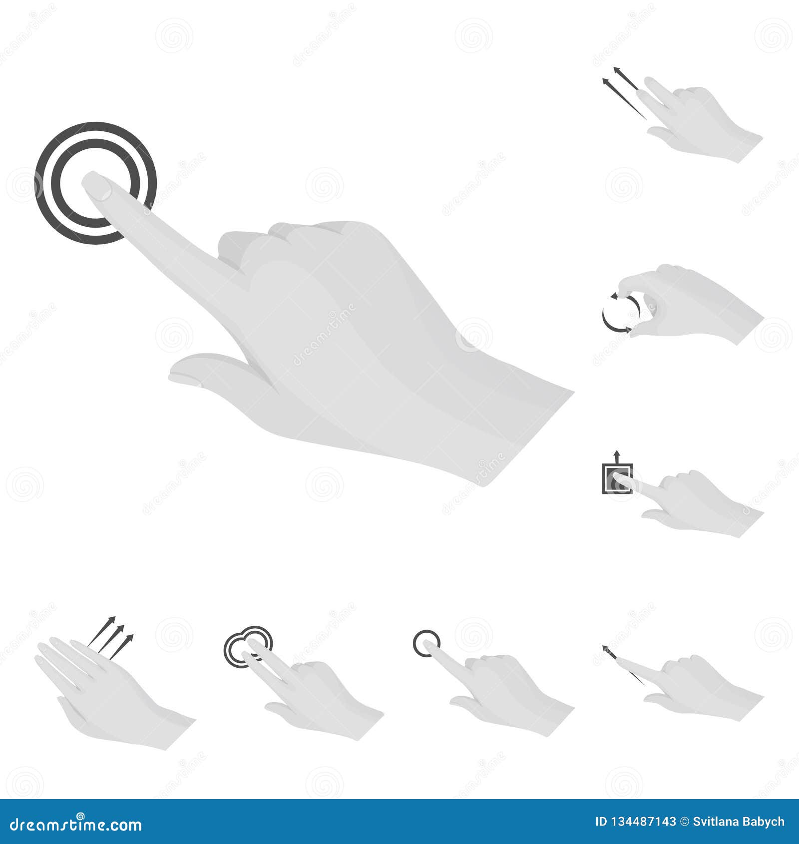 Vector Design of Touchscreen and Hand Symbol. Set of Touchscreen and ...