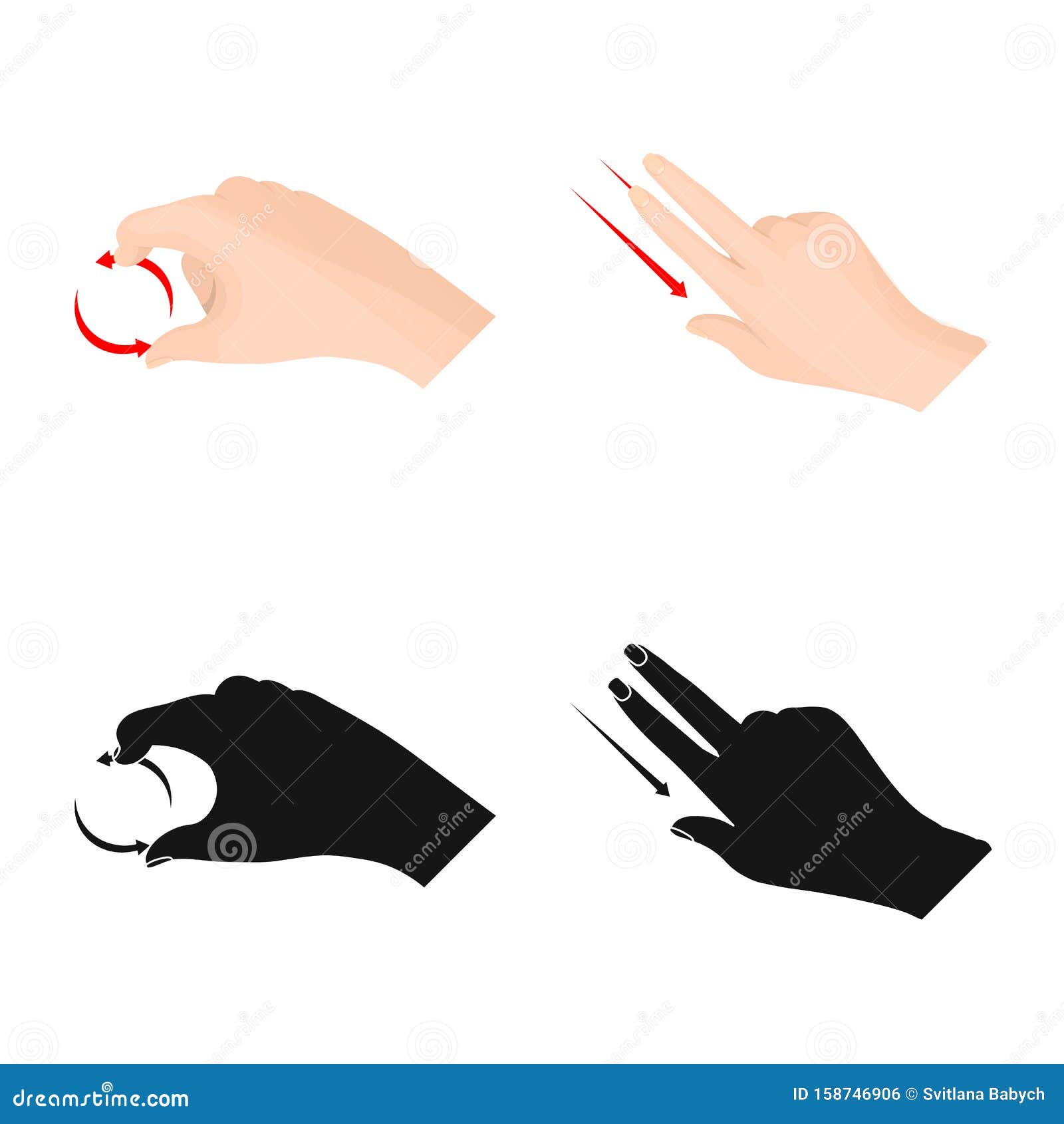Vector Design of Touchscreen and Hand Symbol. Set of Touchscreen and ...