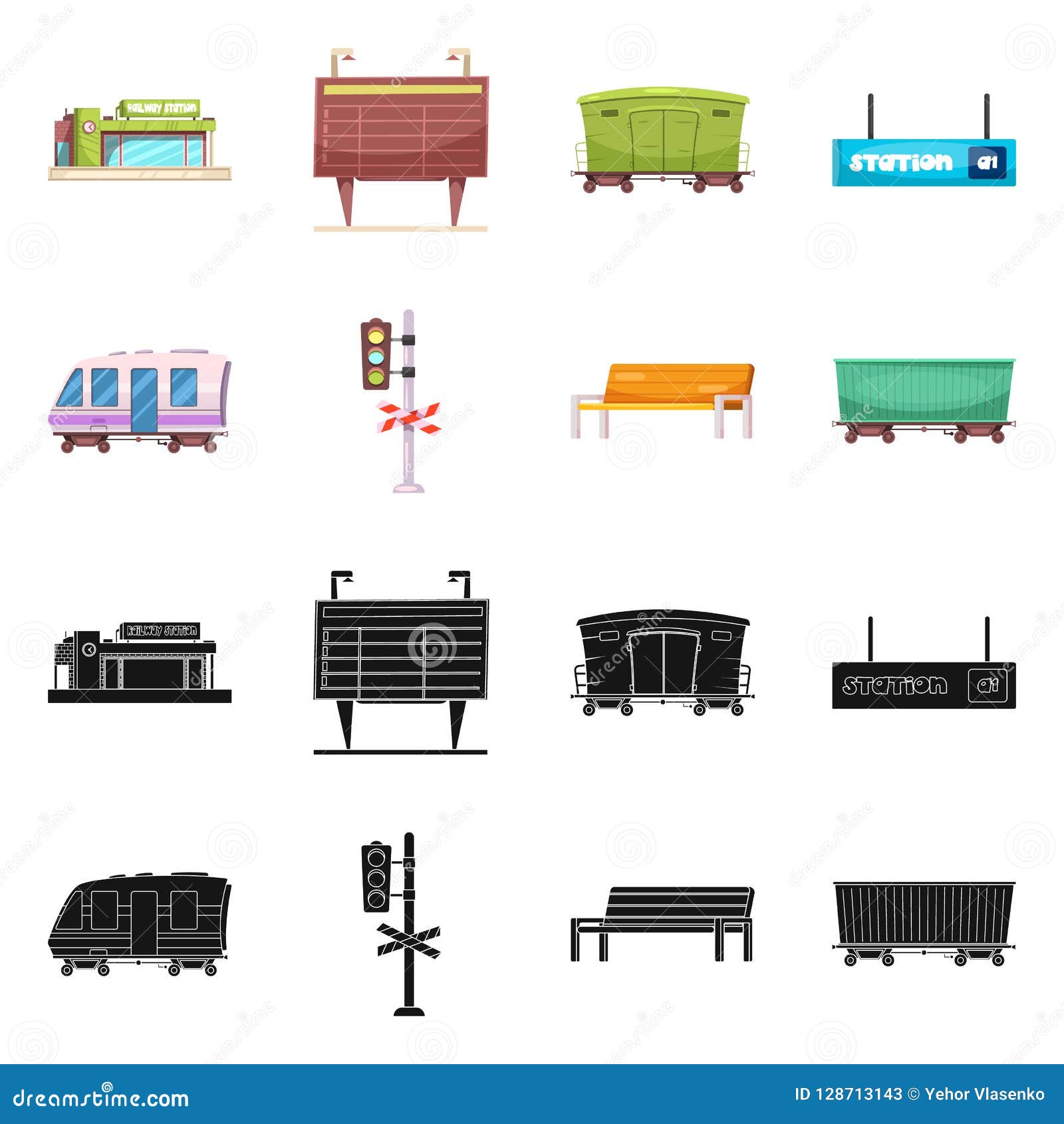 Vector Design of Train and Station Logo. Collection of Train and Ticket ...