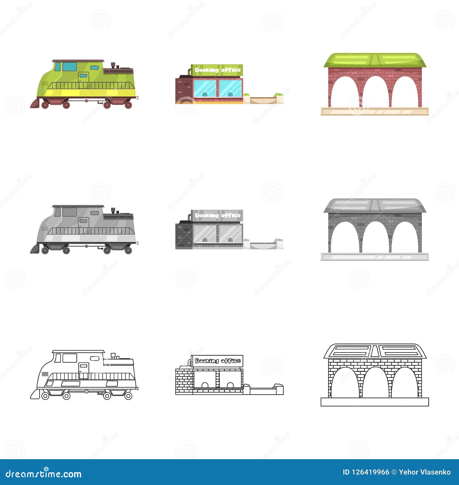 Vector Design of Train and Station Logo. Collection of Train and Ticket ...