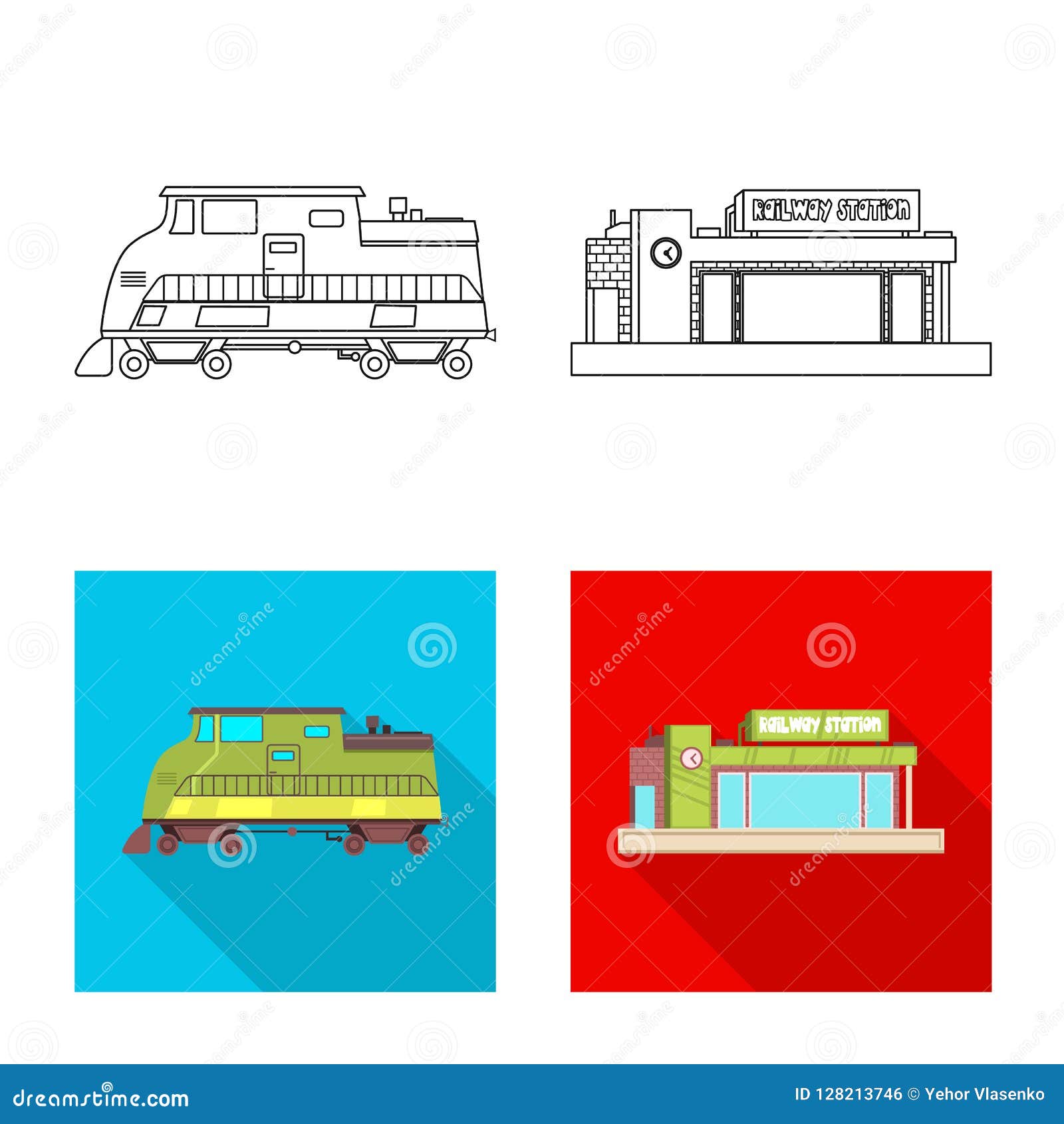 Vector Design of Train and Station Logo. Collection of Train and Ticket ...