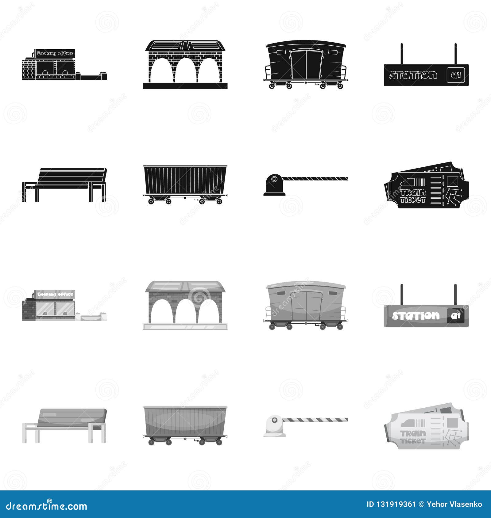 Vector Design of Train and Station Logo. Collection of Train and Ticket ...