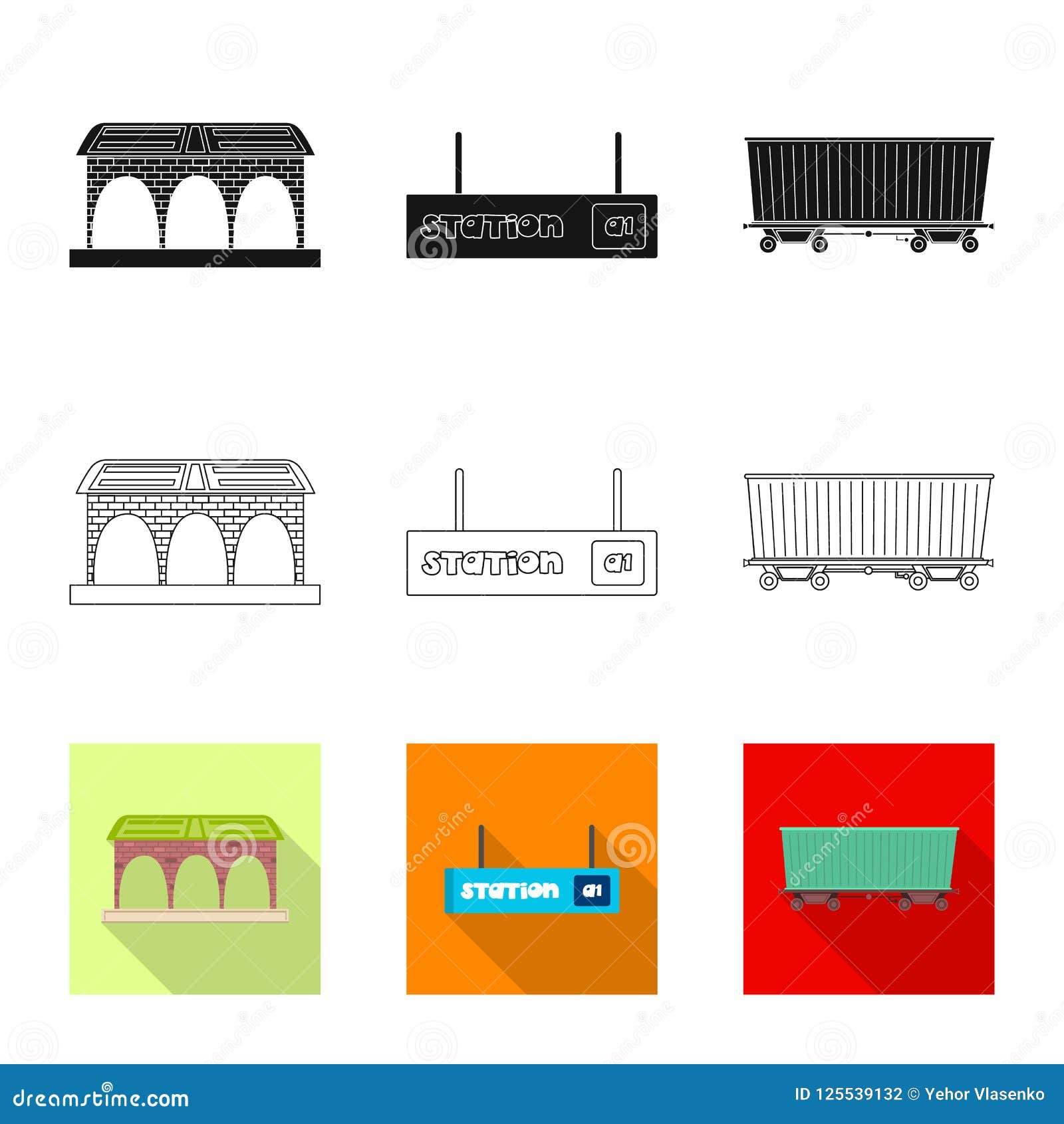 Vector Design of Train and Station Symbol. Set of Train and Ticket ...