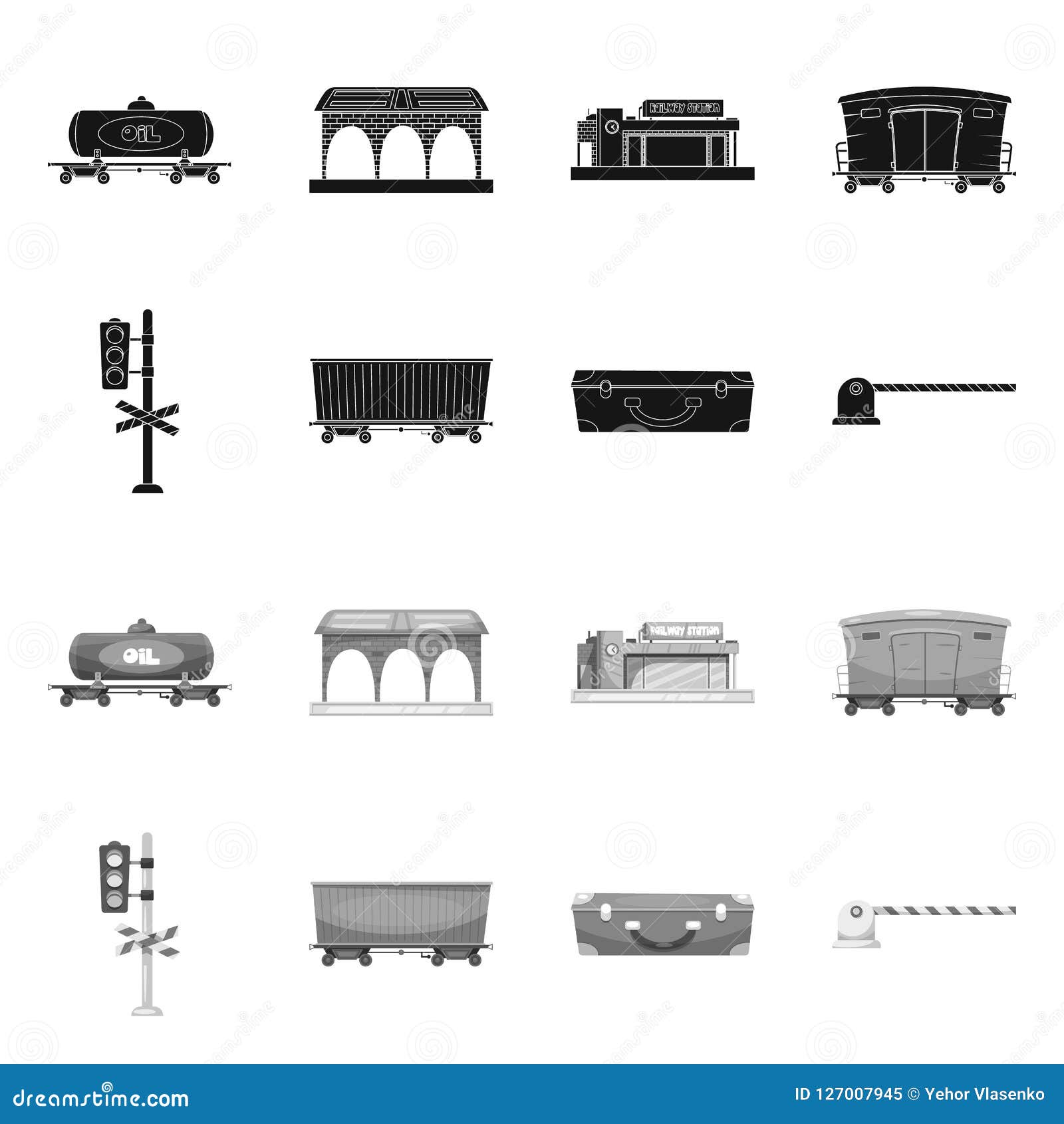 Isolated Object of Train and Station Icon. Collection of Train and ...