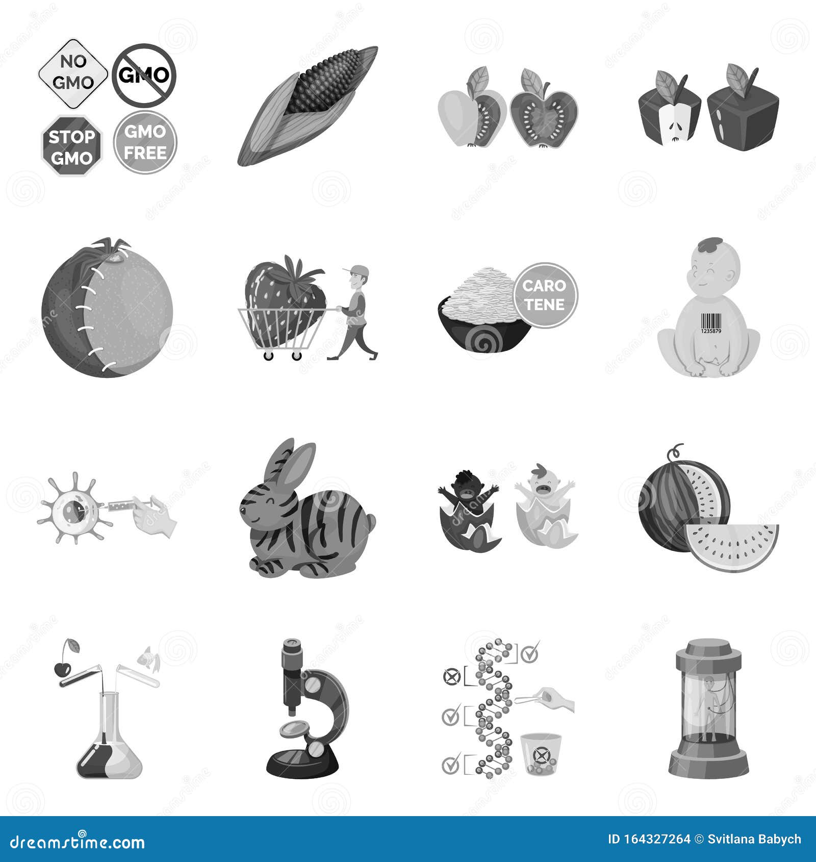 Isolated Object of Transgenic and Organic Logo. Set of Transgenic and ...